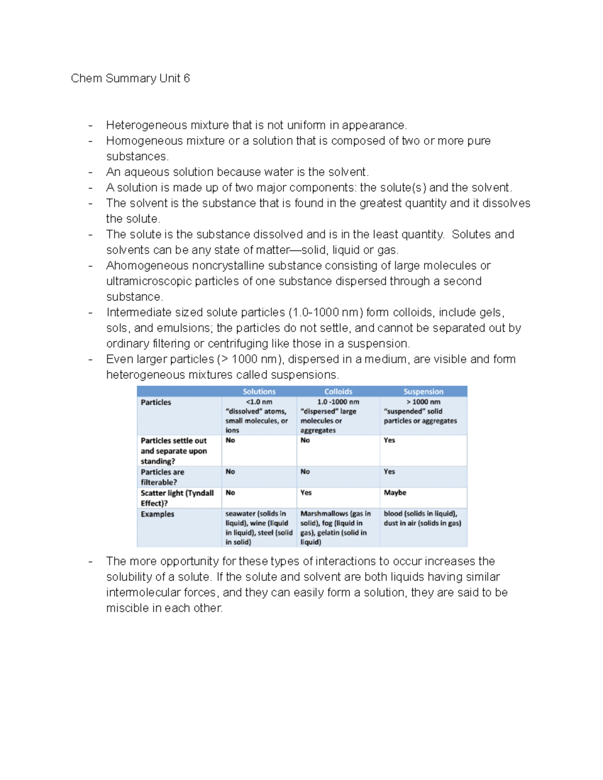 Chem 100 Unit 6 - Just Unit 6 in more detail - Chem Summary Unit 6 ...