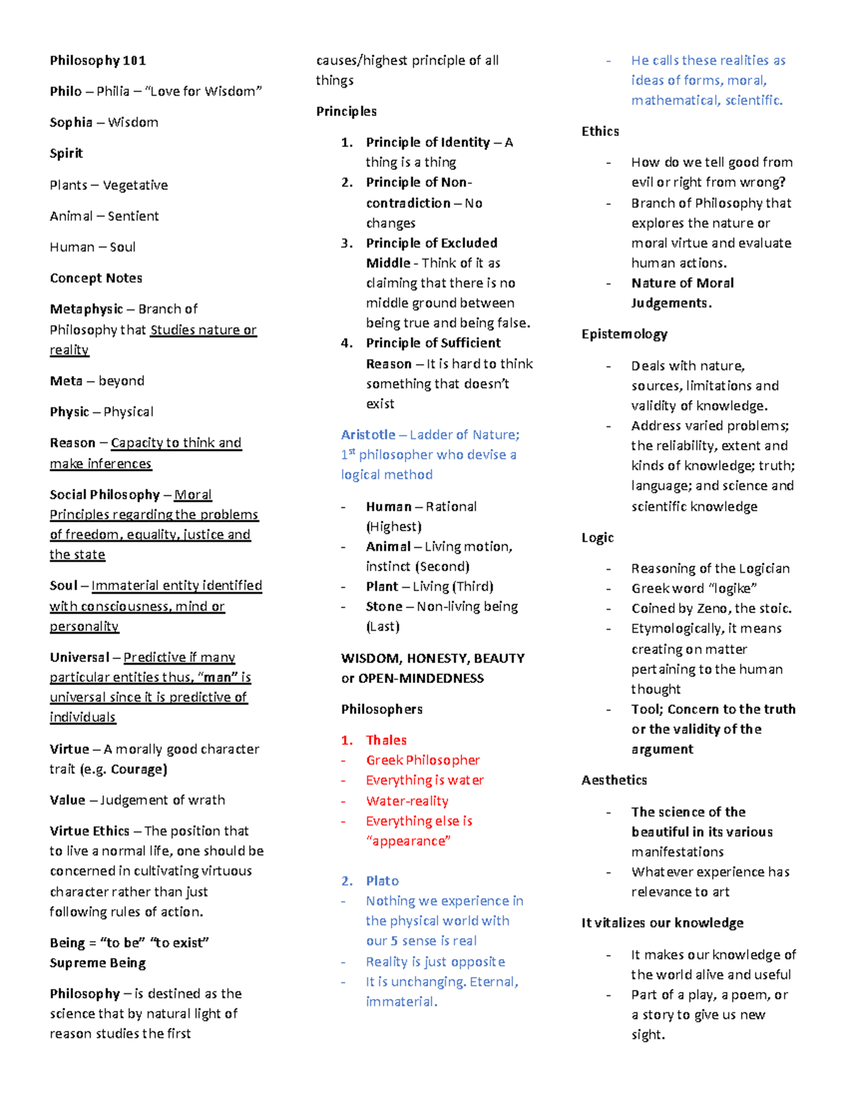 Philosophy Lesson 101 - Philosophy 101 Philo – Philia – “Love for ...