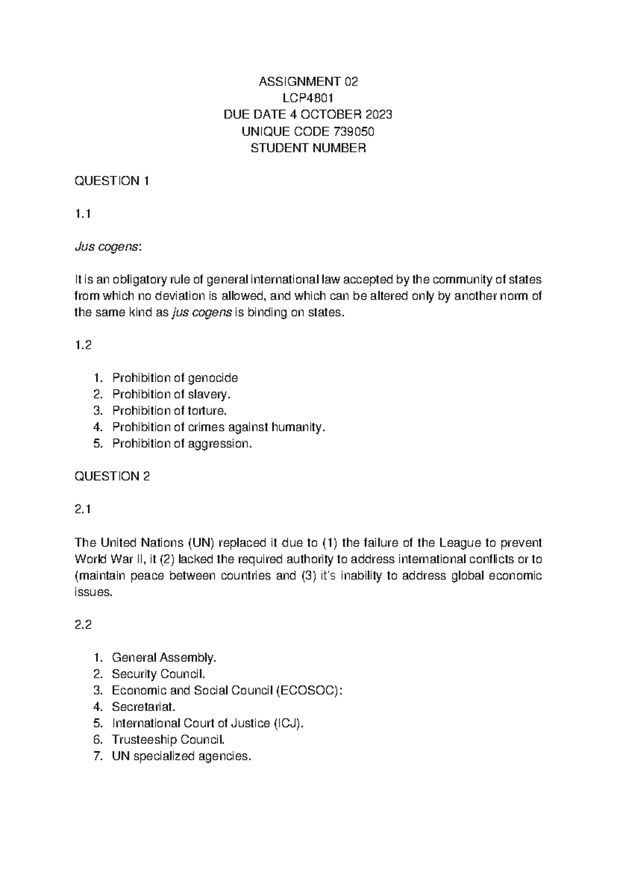 PVL3702 Assignment 1 - ASSIGNMENT 0 2 LCP DUE DATE 4 OCTOBER 2023 ...