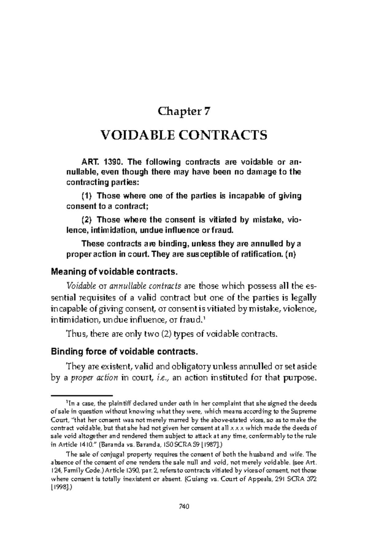 Contracts Chapter 7 Voidable Contracts 740 Contracts Chapter 7 Voidable Contracts Art 1390