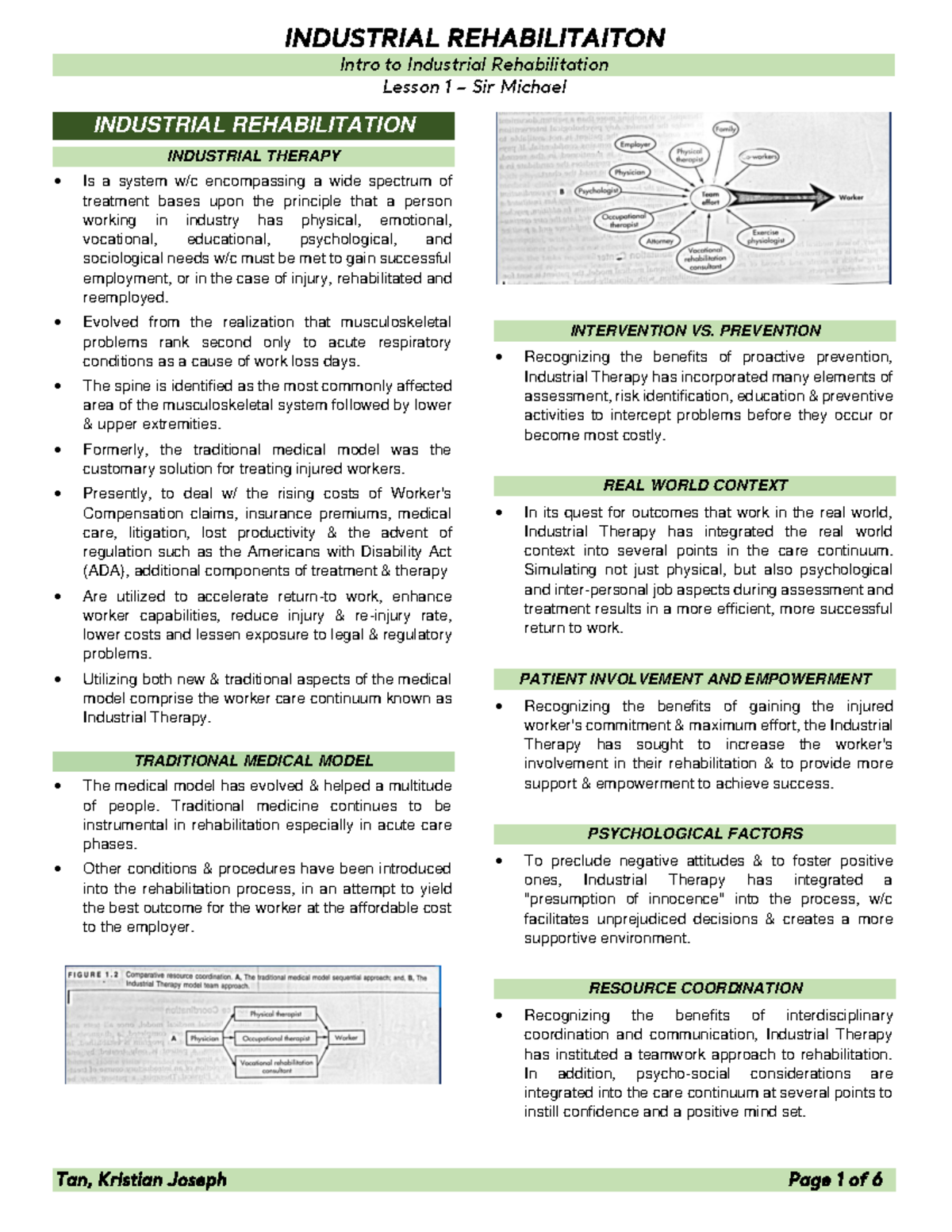 Lecture 1 - Intro to Industrial Rehab - Intro to Industrial ...