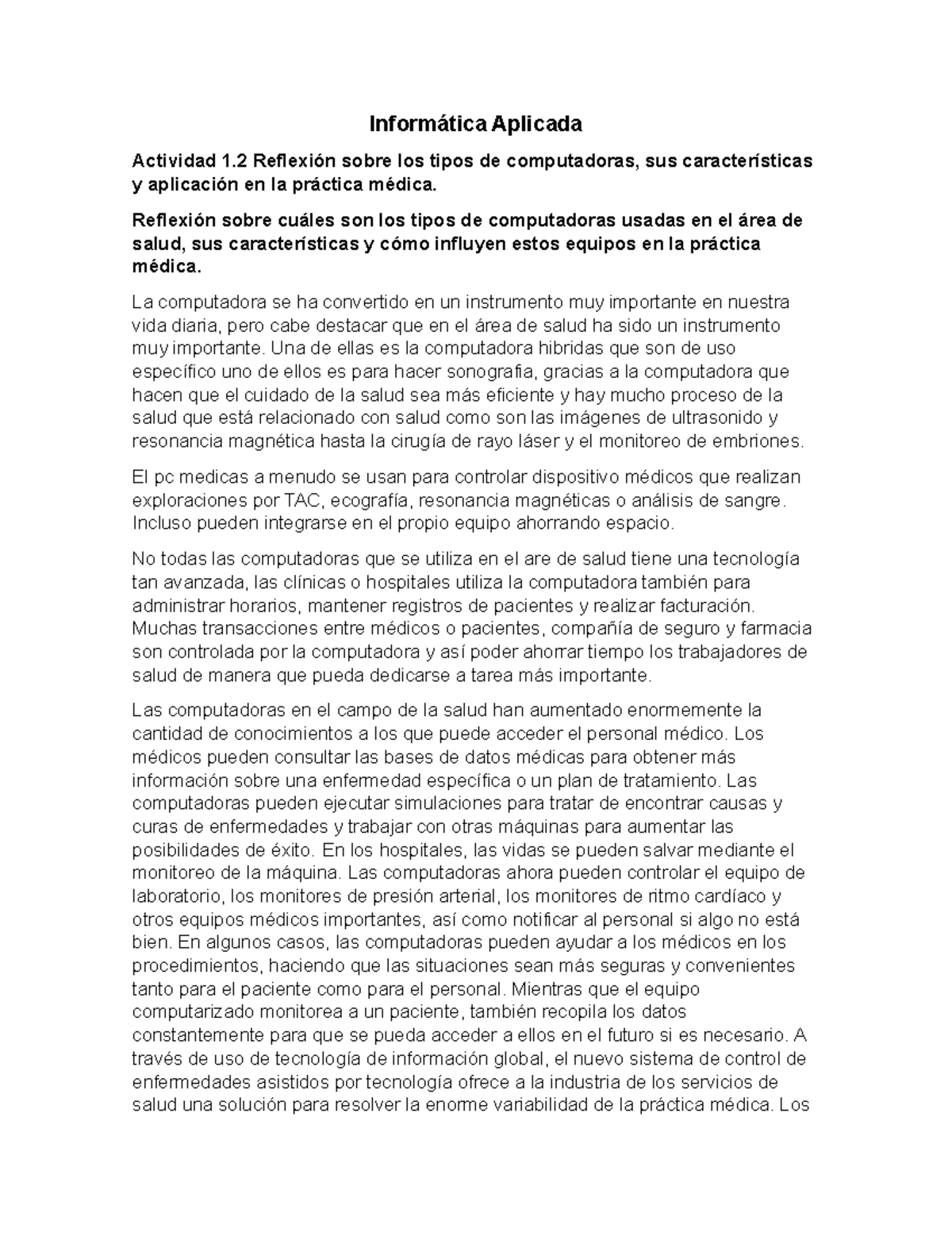 ENSAYO SOBRES LAS COMPUTADORAS, SUS CARACTERISTICAS Y APLICACIONES EN ...