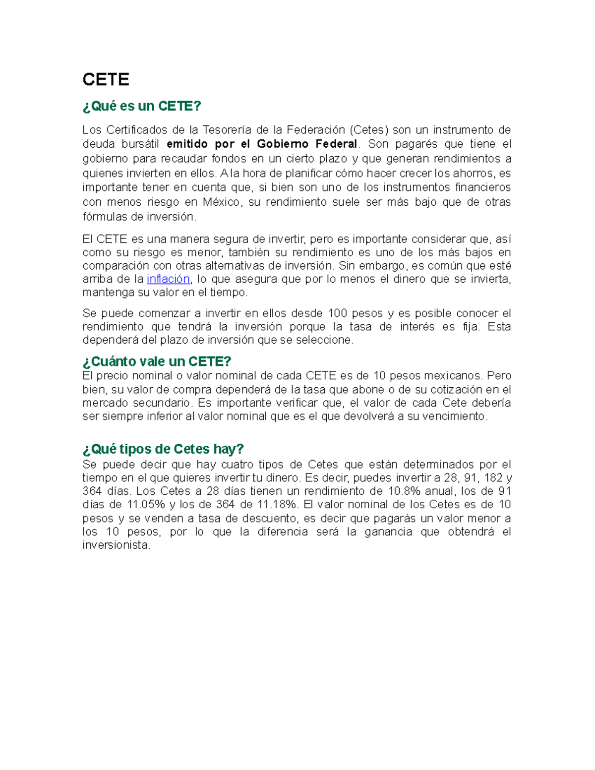 Que son los cetes - CETE ¿Qué es un CETE? Los Certificados de la ...
