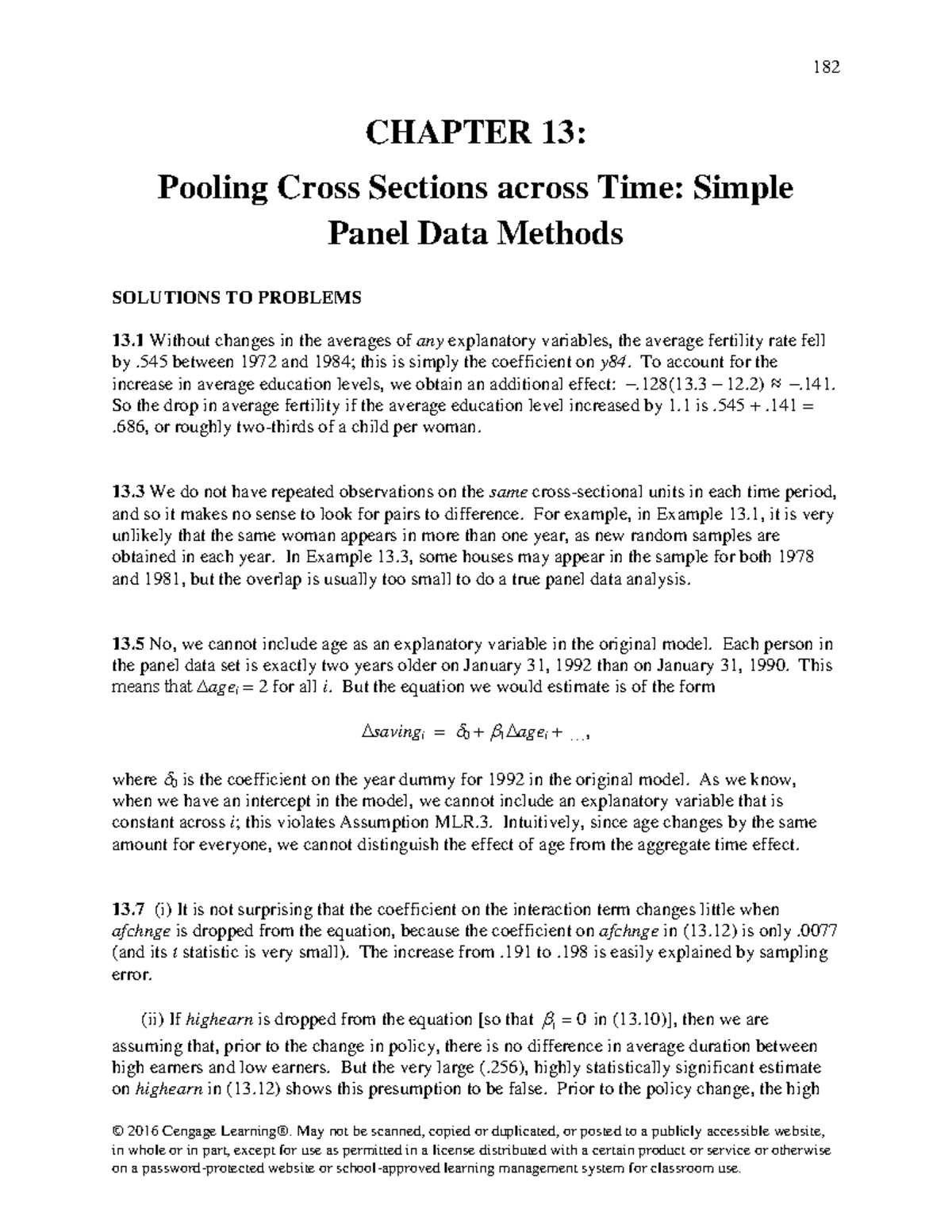 Chapter 13 end of chapter - 182 © 2016 Cengage Learning®. May not be ...