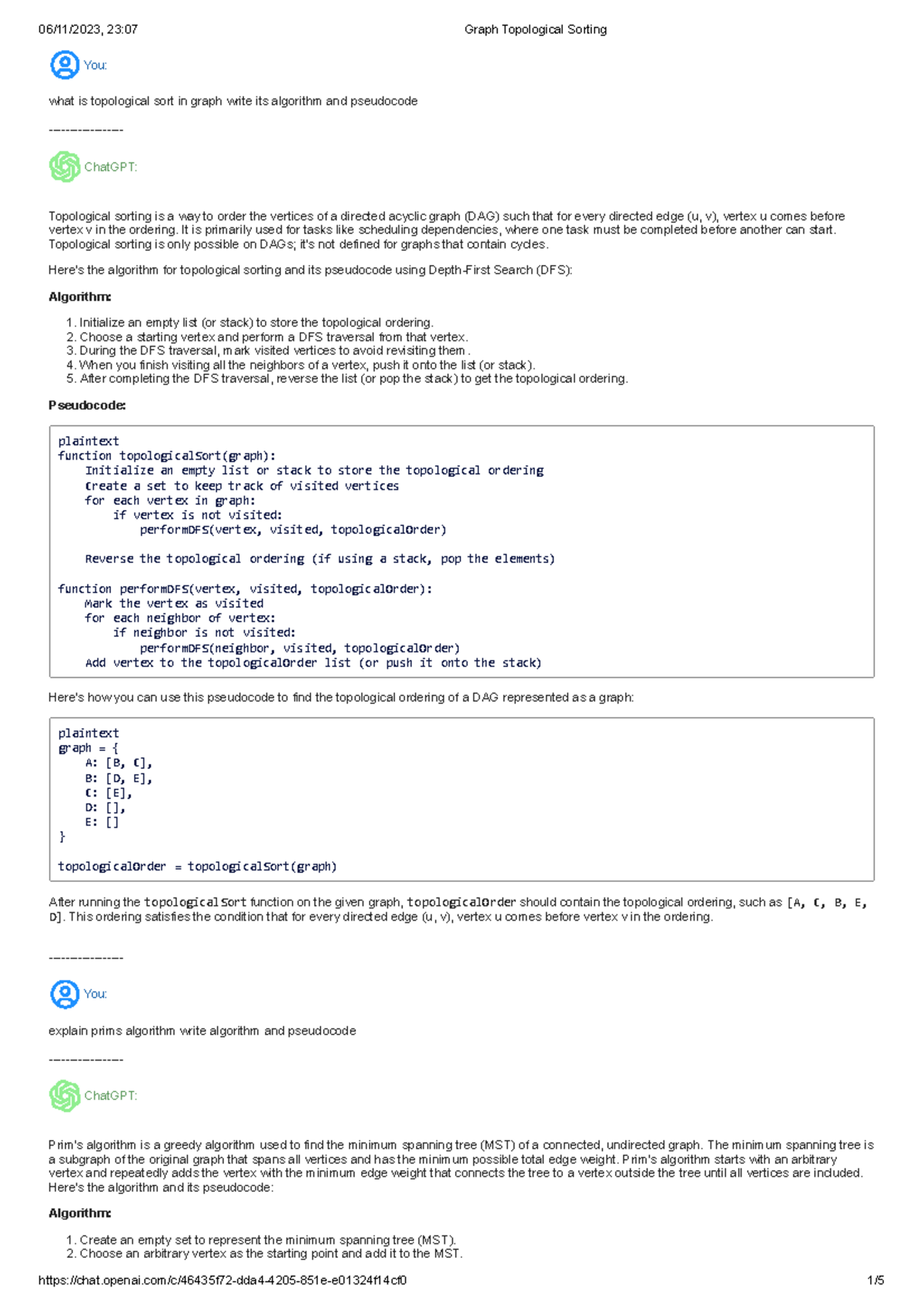 Graph Topological Sorting - You: what is topological sort in graph write its algorithm and - Studocu
