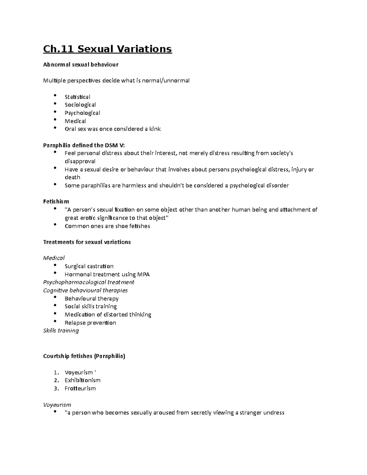 Chapter 11 Sexual Variations Ch Sexual Variations Abnormal Sexual Behaviour Multiple