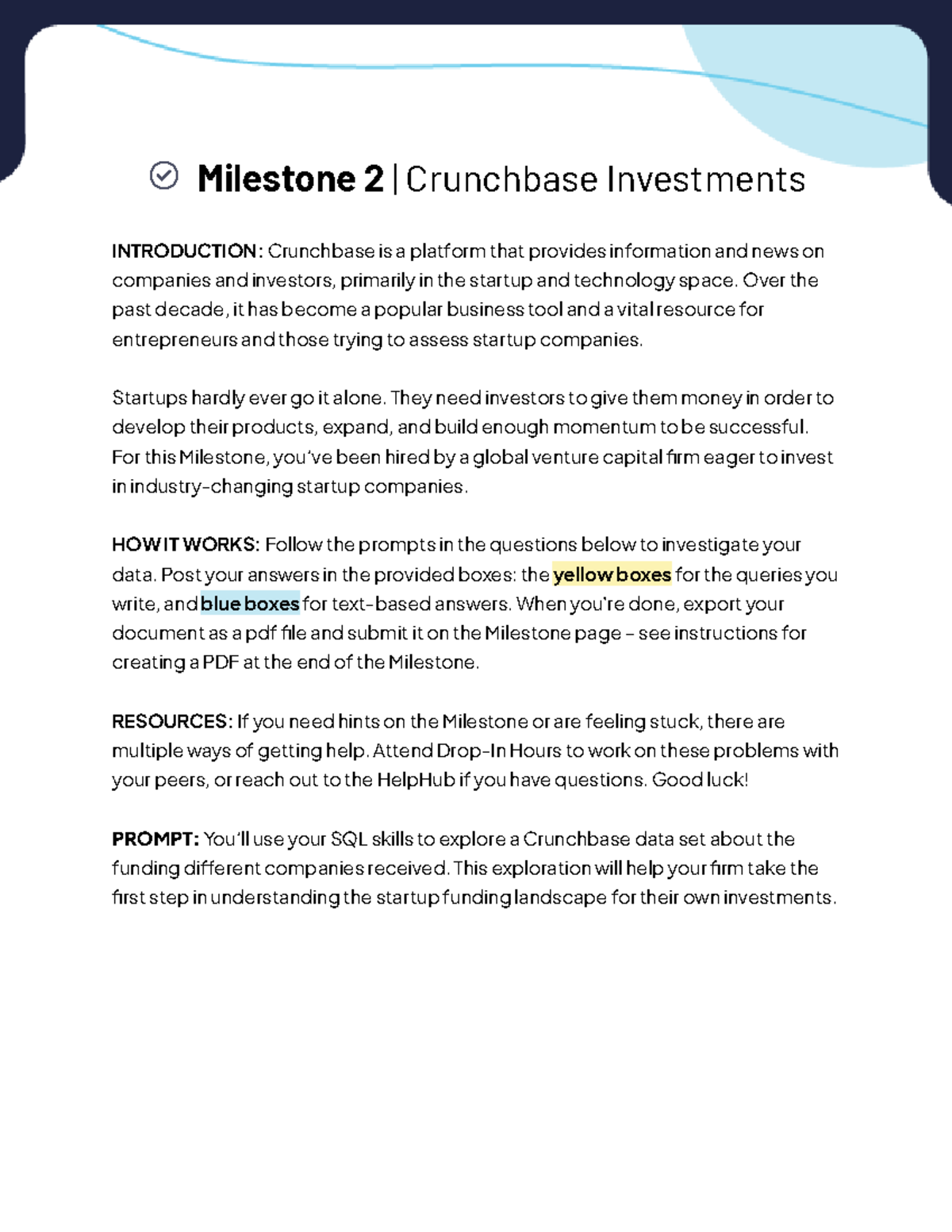 Copy of Milestone 2 Solution Sheet - Milestone 2 | Crunchbase ...