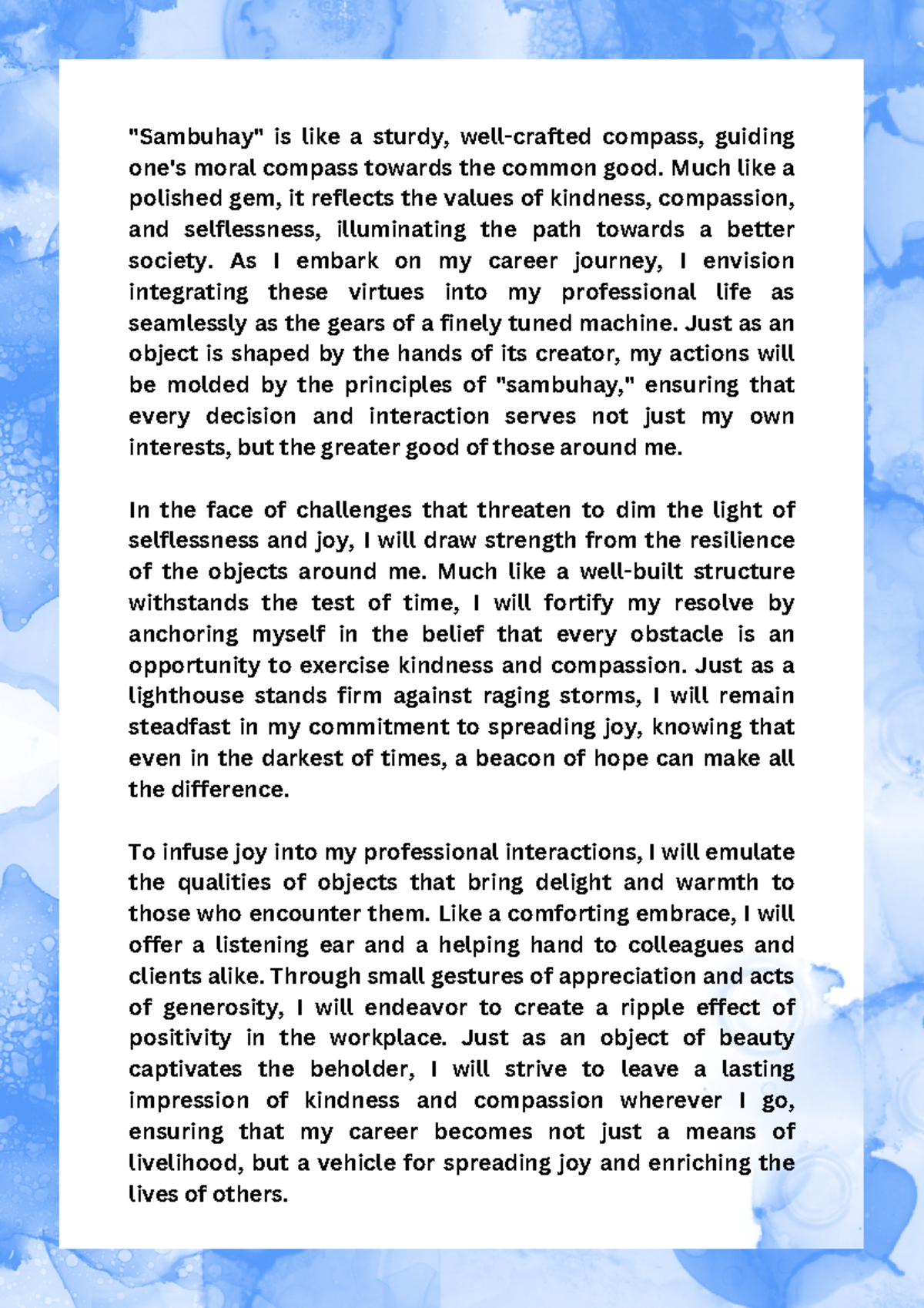 Journal 5 - "Sambuhay" is like a sturdy, well-crafted compass, guiding ...