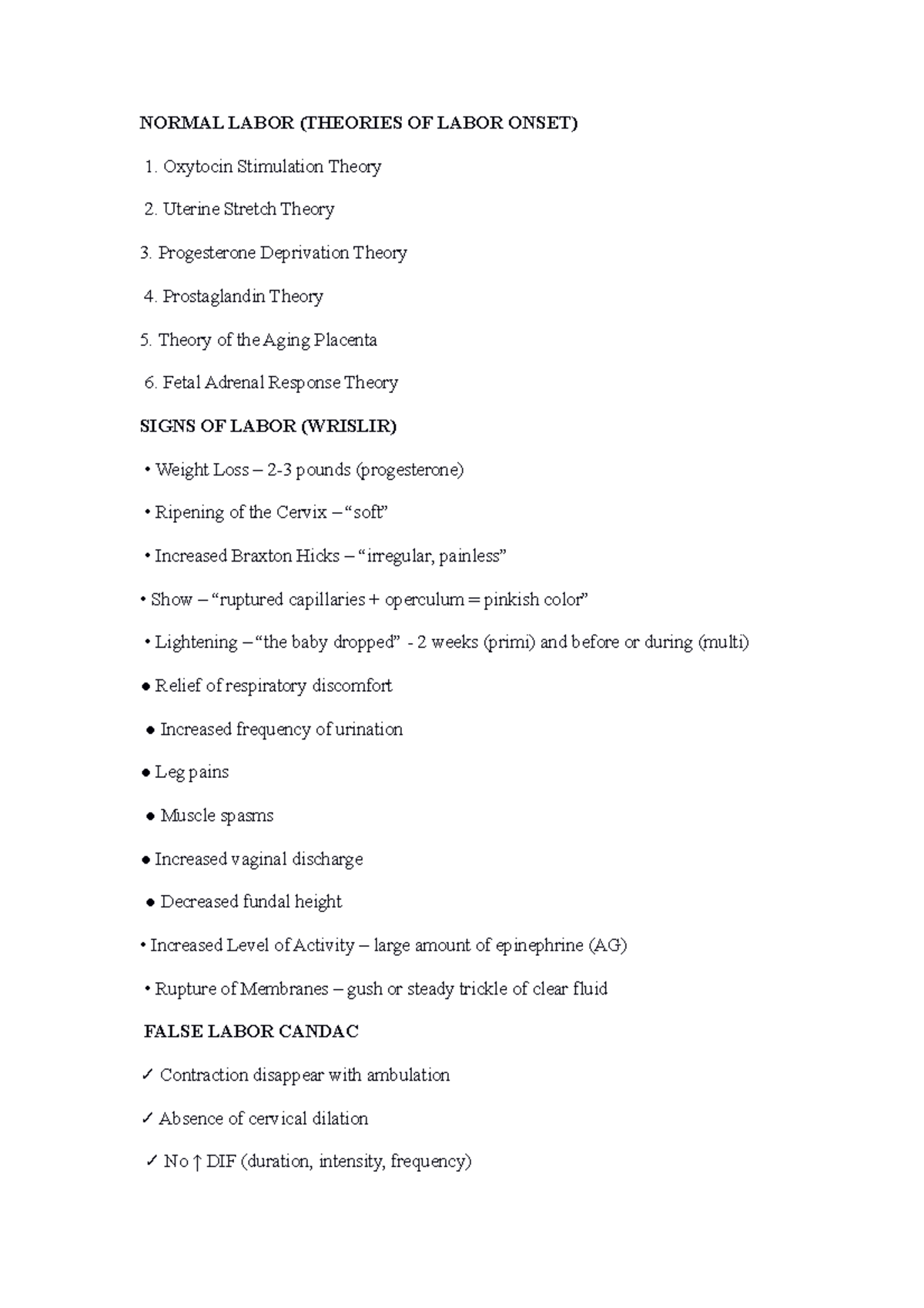 Delivery of baby - NORMAL LABOR (THEORIES OF LABOR ONSET) Oxytocin ...