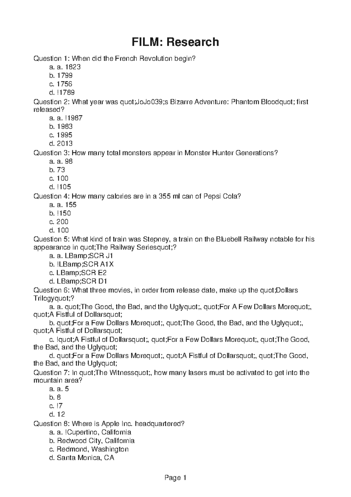 FILM310 Worksheet 1 - Progress Report / Practice Materials / Lecture ...
