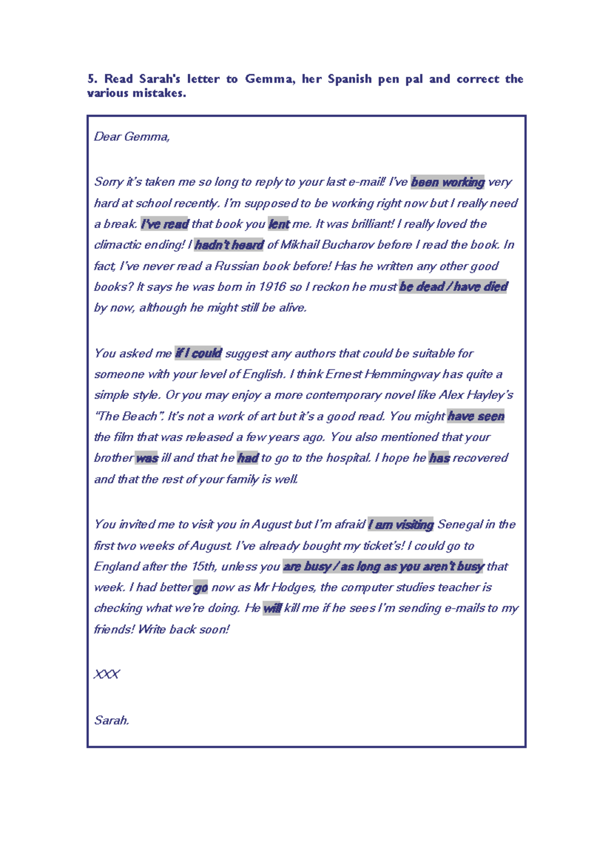 1 - apunte_class note - Read Sarah's letter to Gemma, her Spanish pen ...