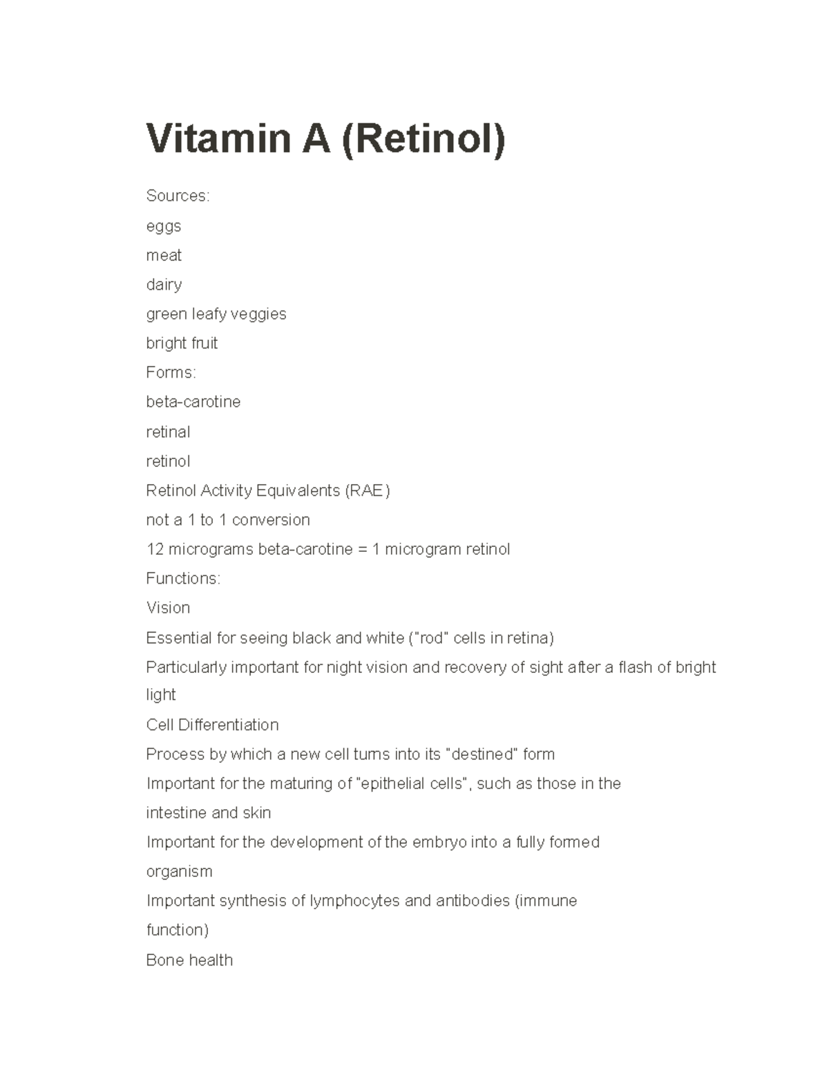 Nutrition and Health Vitamin A - Vitamin A (Retinol) Sources: eggs meat ...