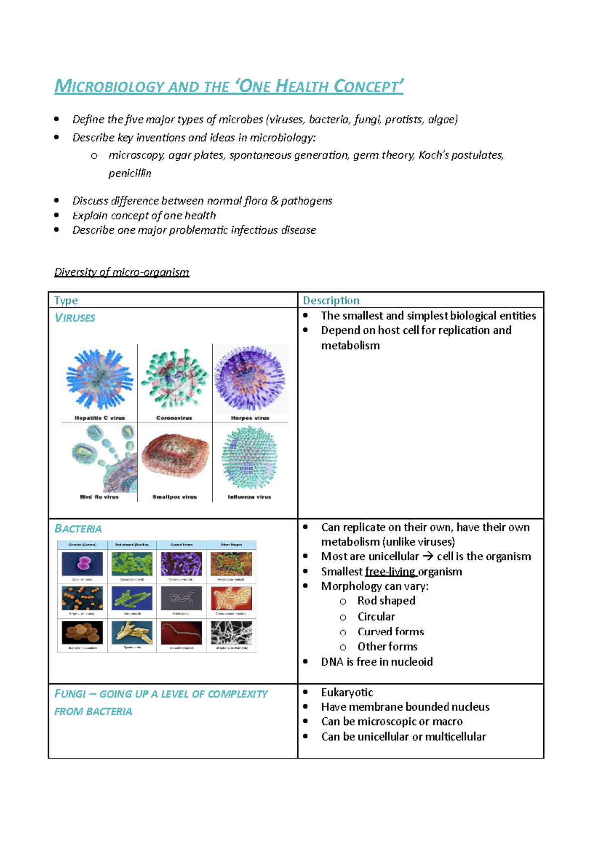 Microbiology L17 - M ICROBIOLOGY AND THE ‘ONE HEALTH CONCEPT’ Define ...