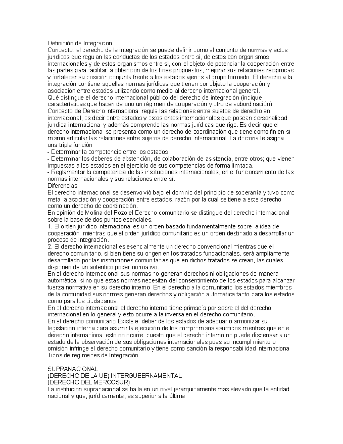 Derecho DE Integracion - Definición de Integración Concepto: el derecho ...