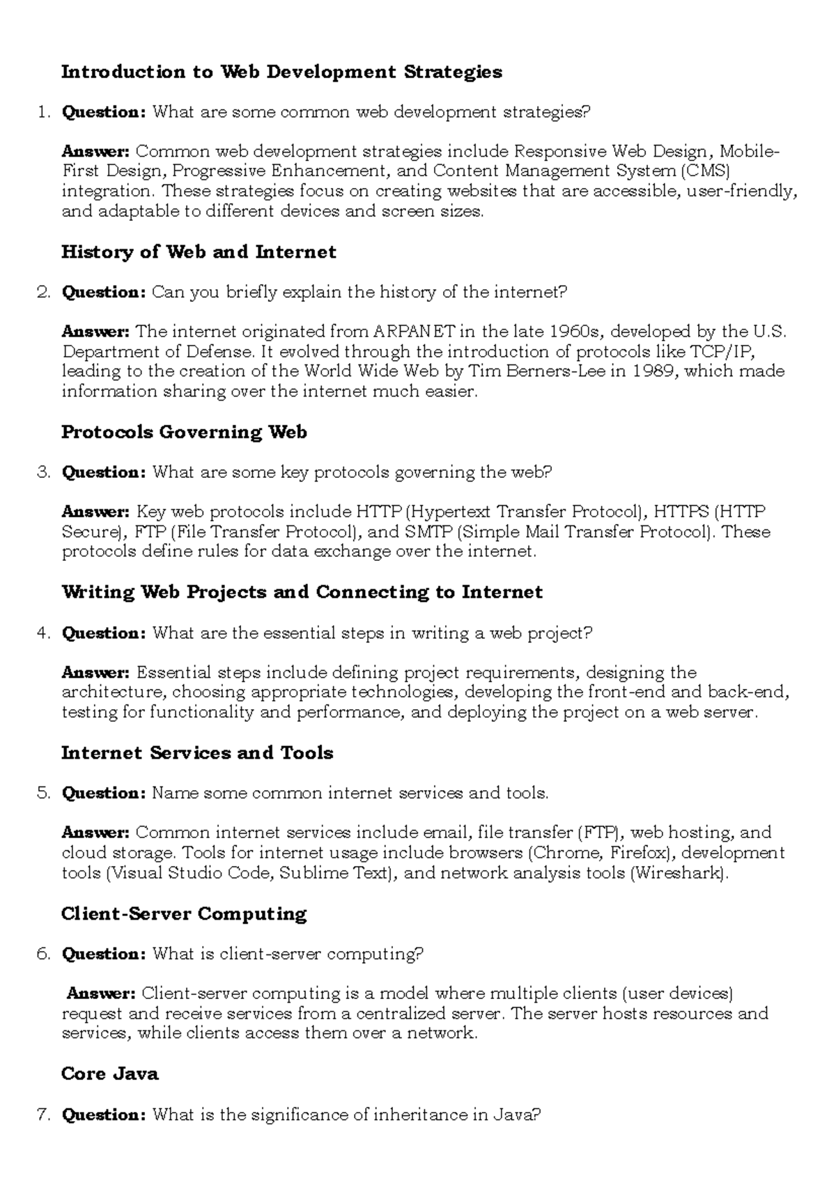 Introduction to Web Development Strategies - Question: What are some common web development ...