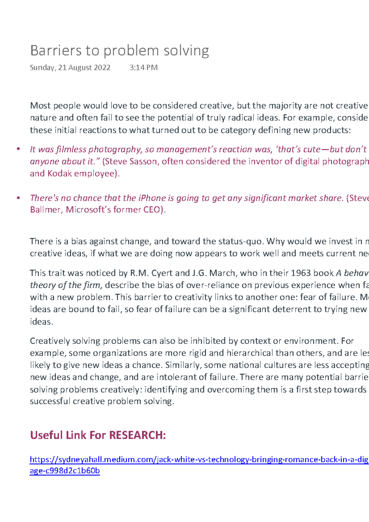 Barriers to problem solving - Most people would love to be considered ...