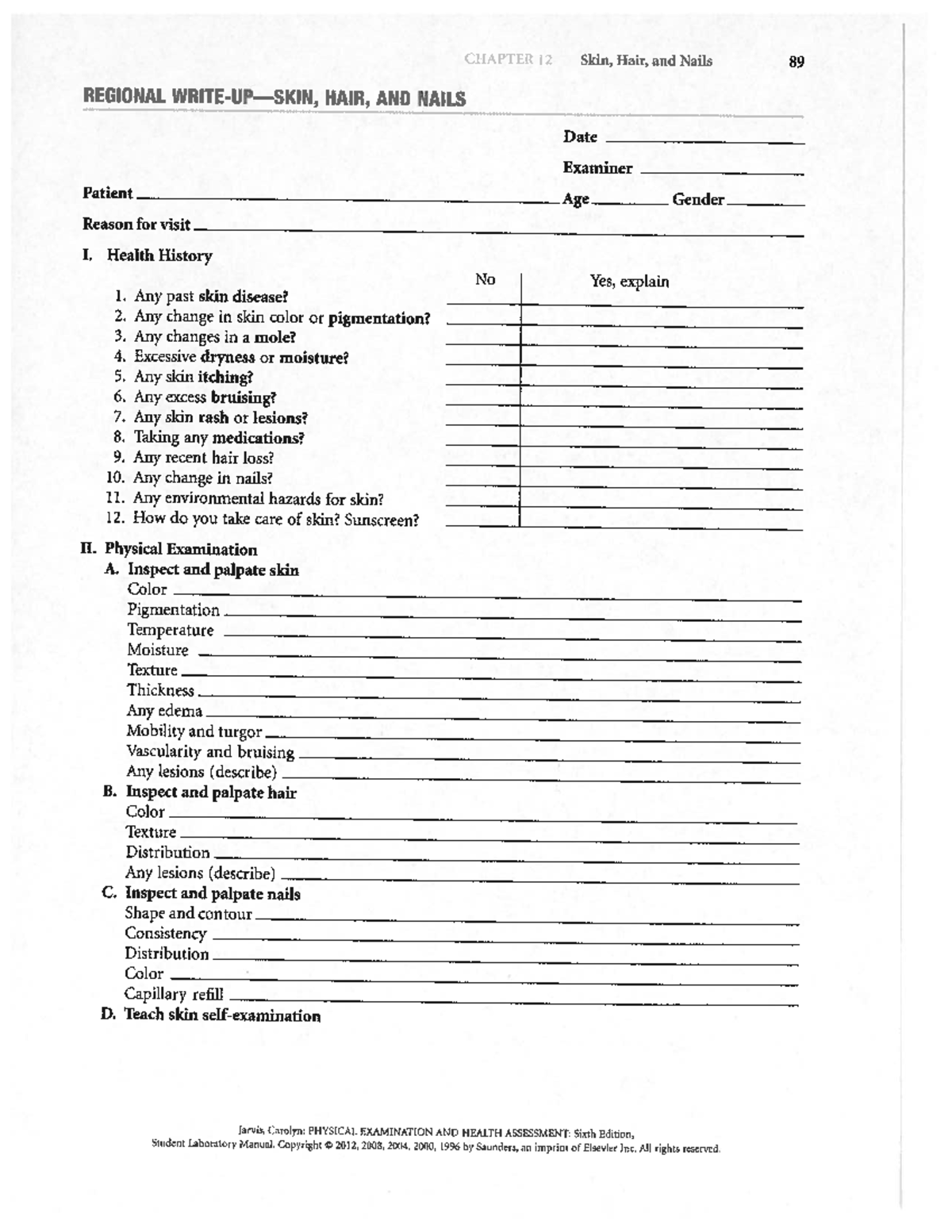 Reg Write Up-Ch 12 Skin Hair Nails - Fundamentals of Nursing - Studocu