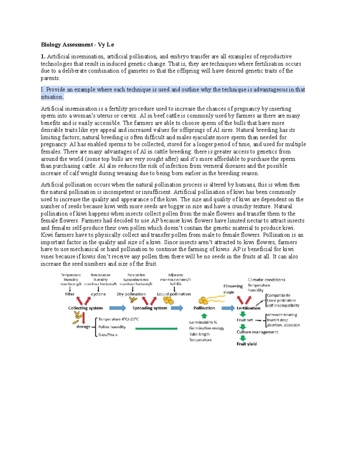 Biology assessment - That is, they are techniques where fertilisation ...