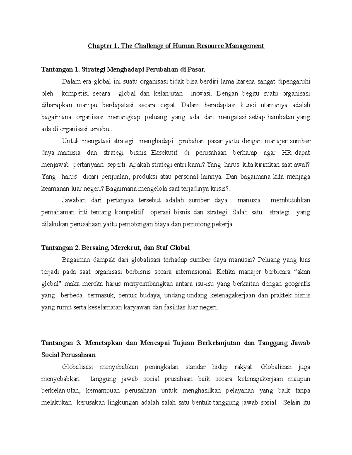 Chapter 1 MSDM (Tantangan Manajemen Sumber Daya Manusia) - Chapter 1. The Challenge of Human ...