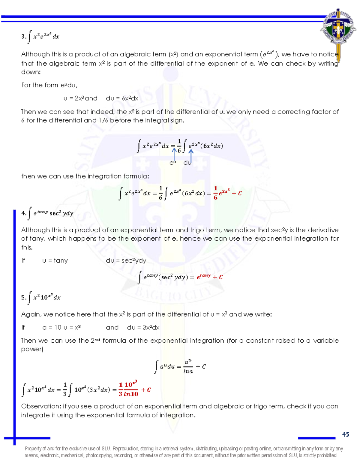 Module IV Other Techniques of Integration and The Definite Integral ...