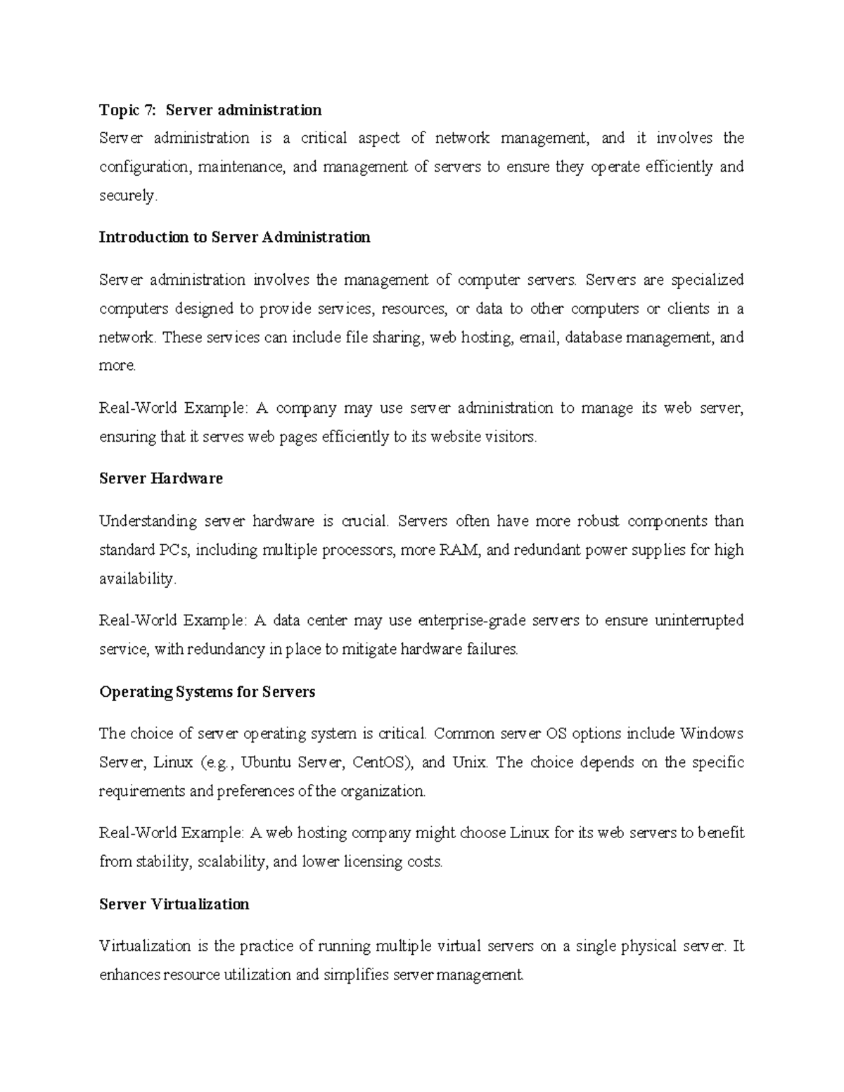 Lecture 7 - Network Administration - Topic 7: Server administration ...