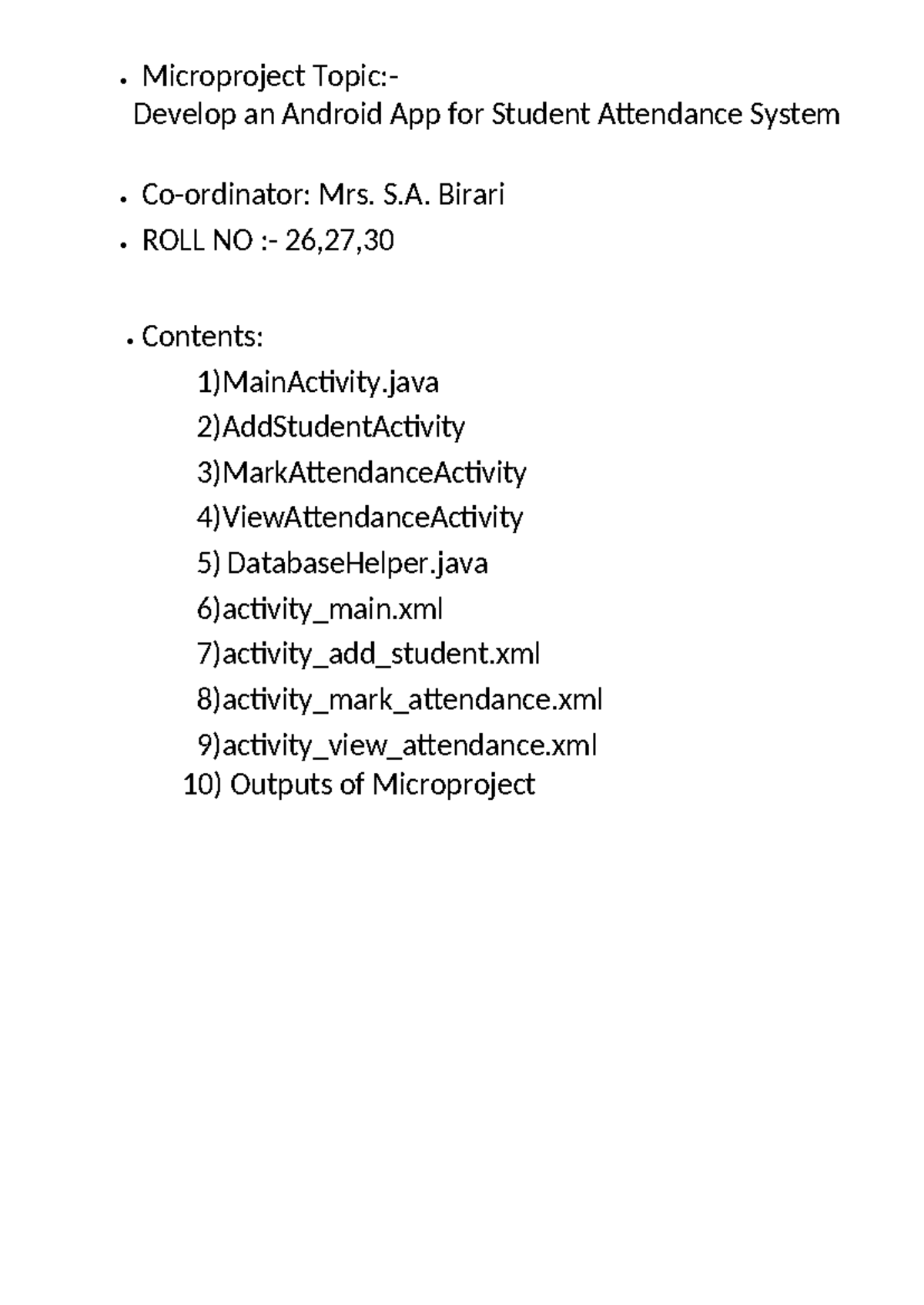 MAD Microproject - study - • Microproject Topic:- Develop an Android ...