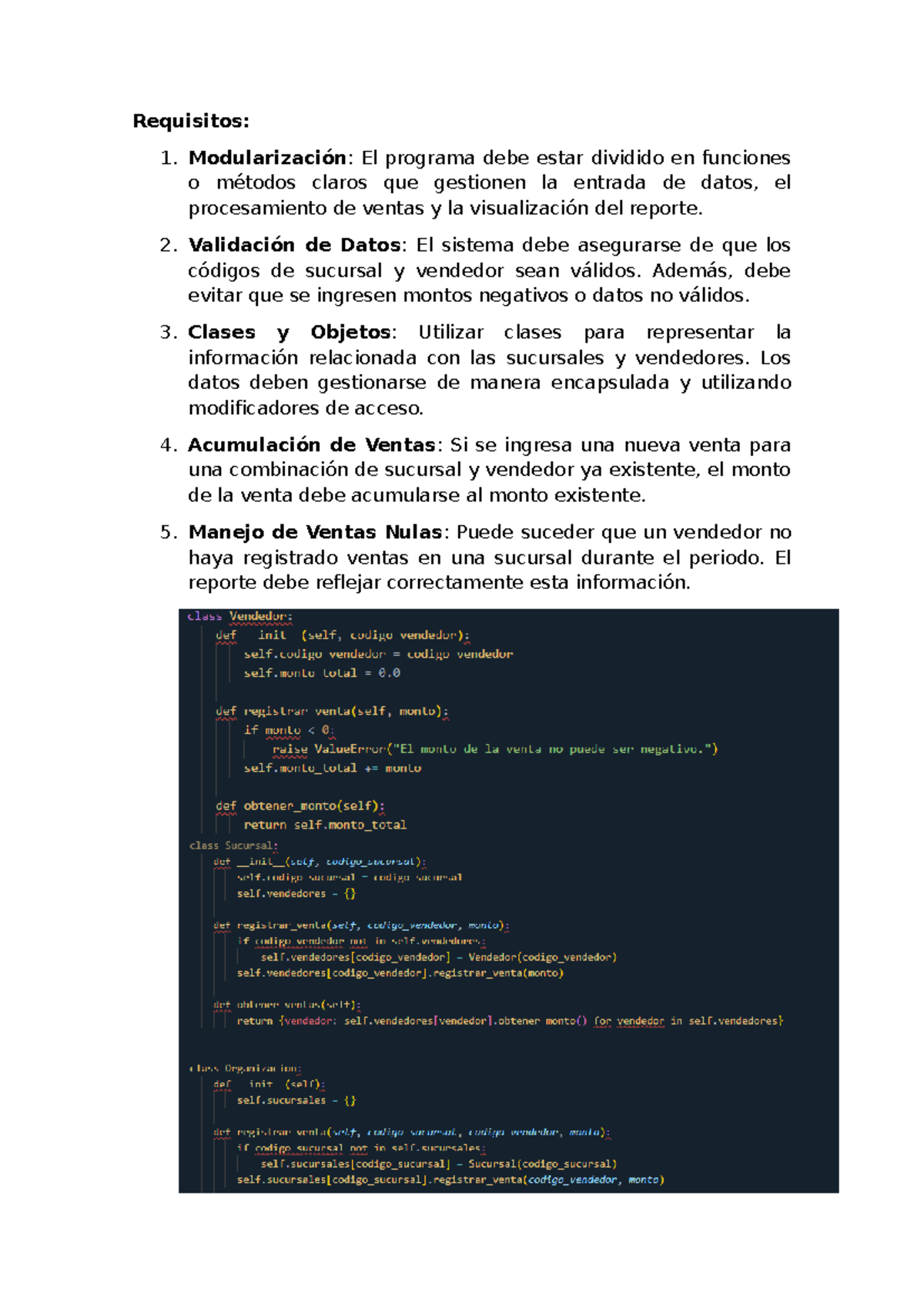 POO1 - awdawd - Requisitos: 1. Modularización: El programa debe estar ...