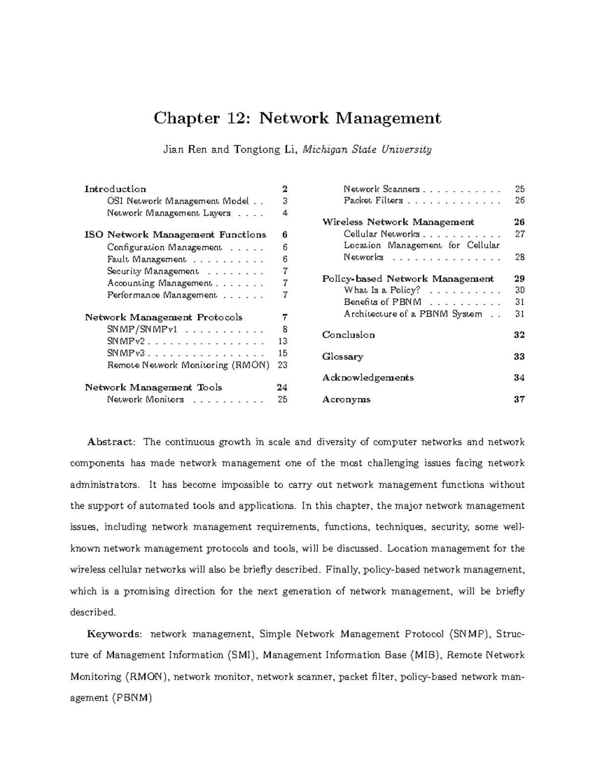 Network-management - this is a well detailed notes - Chapter 12 ...