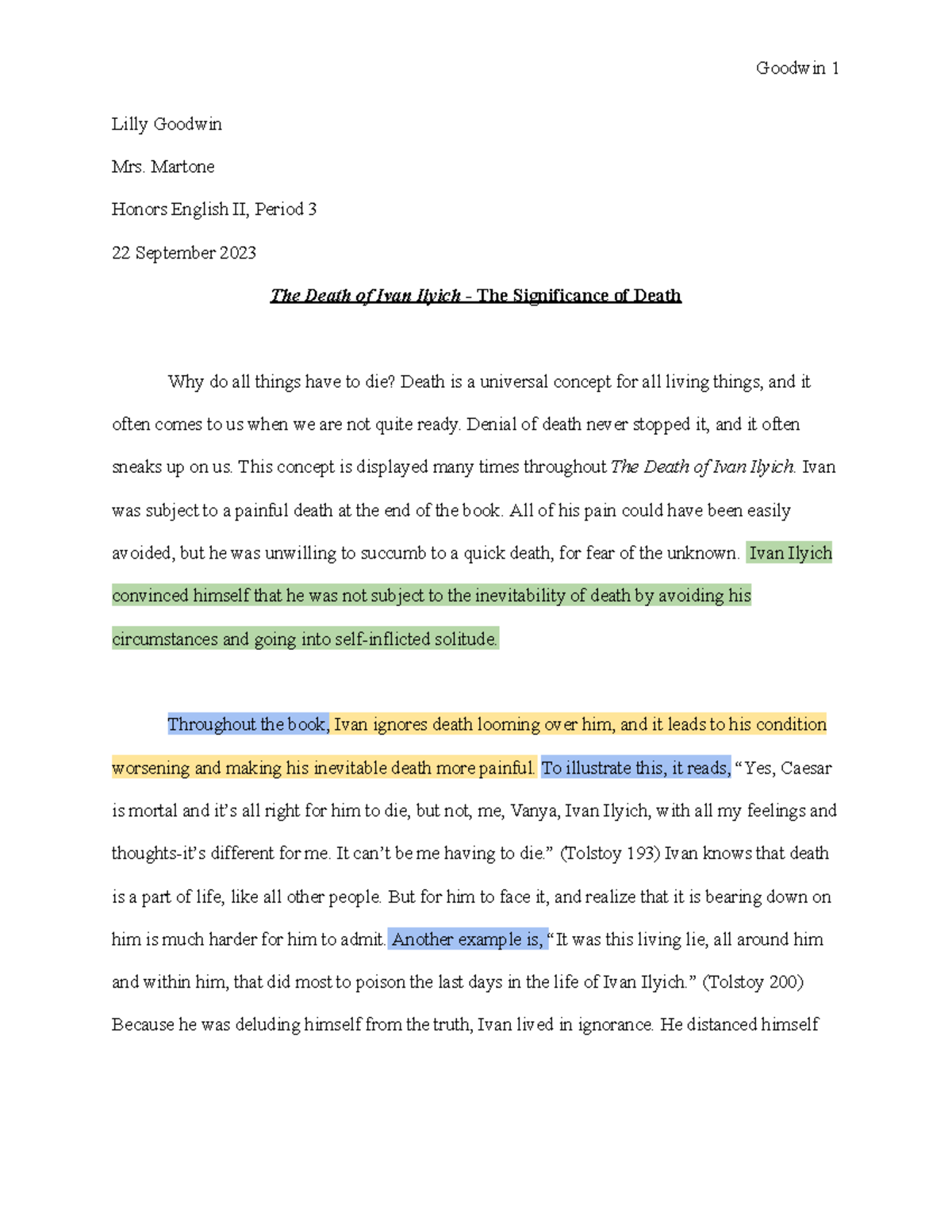 Lilly Goodwin - DOII Essay FC - Lilly Goodwin Mrs. Martone Honors ...