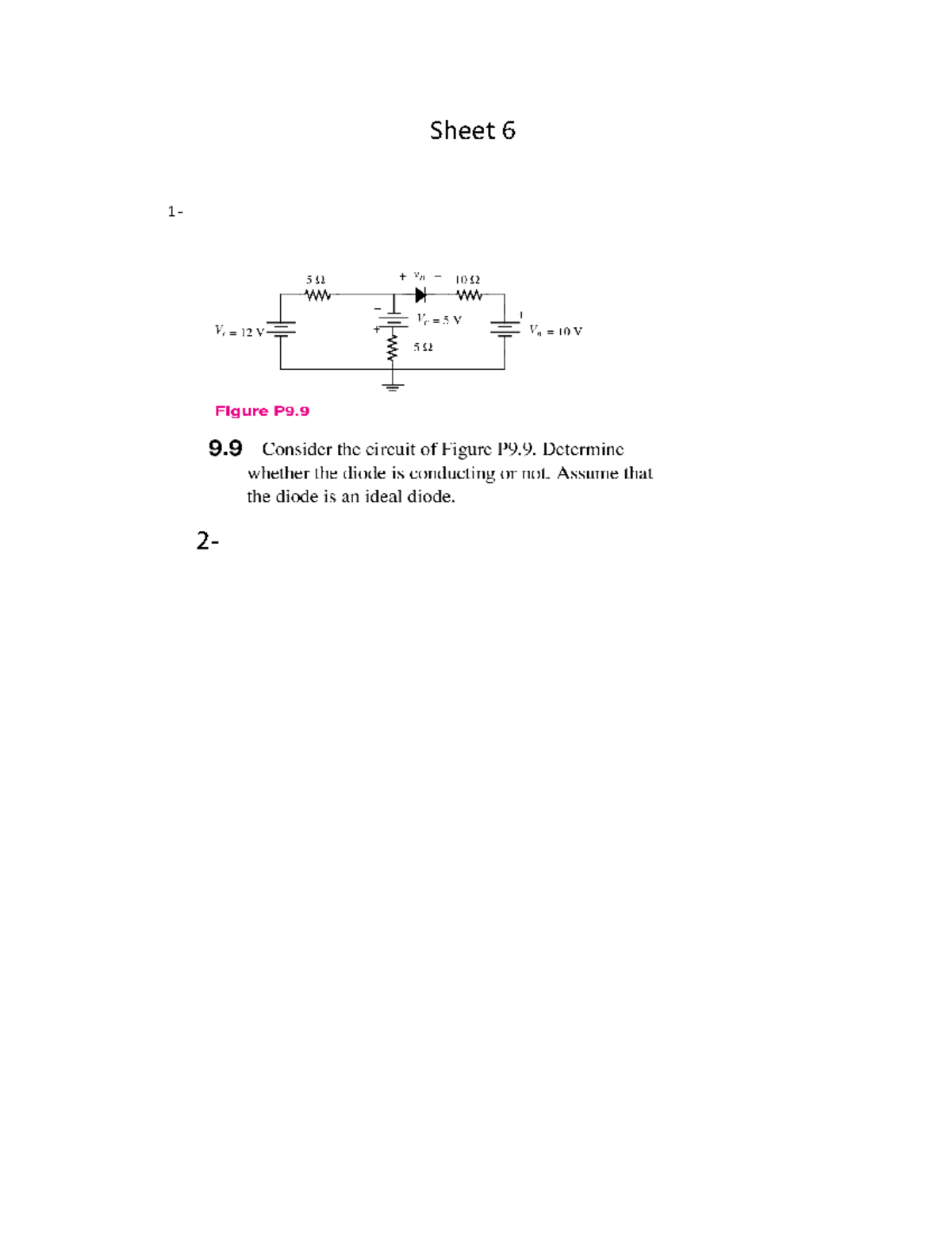 Sheet 6 - Electrical and electronic circuits - Sheet 6 1- - Studocu