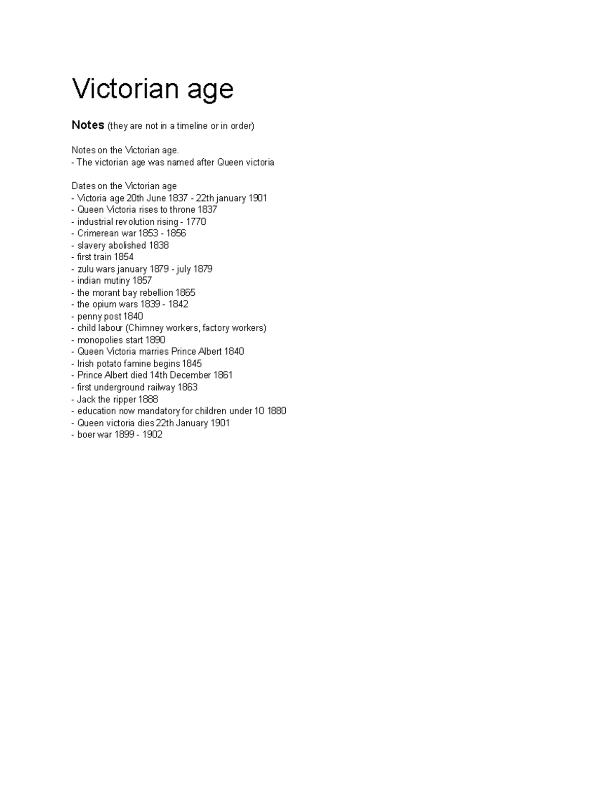 Crafting text - English - Victorian age Notes (they are not in a ...