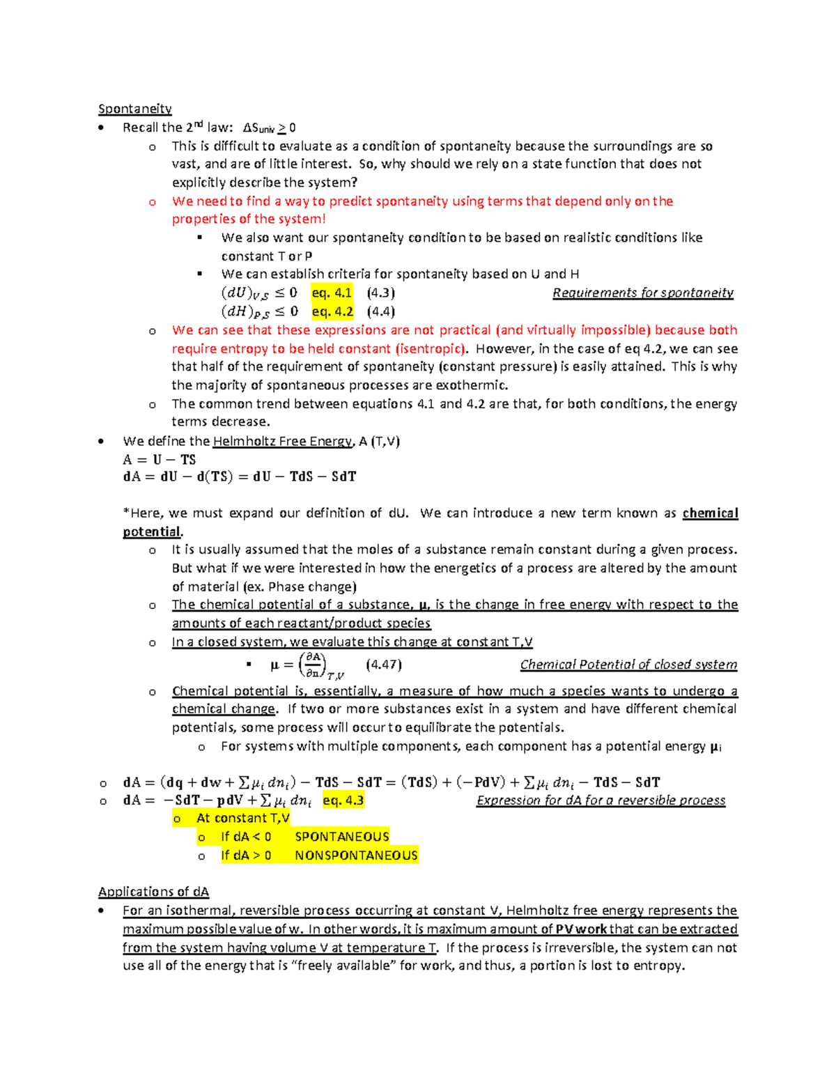 Spontaneity - Goes over the second law of thermodynamics. Defines ...