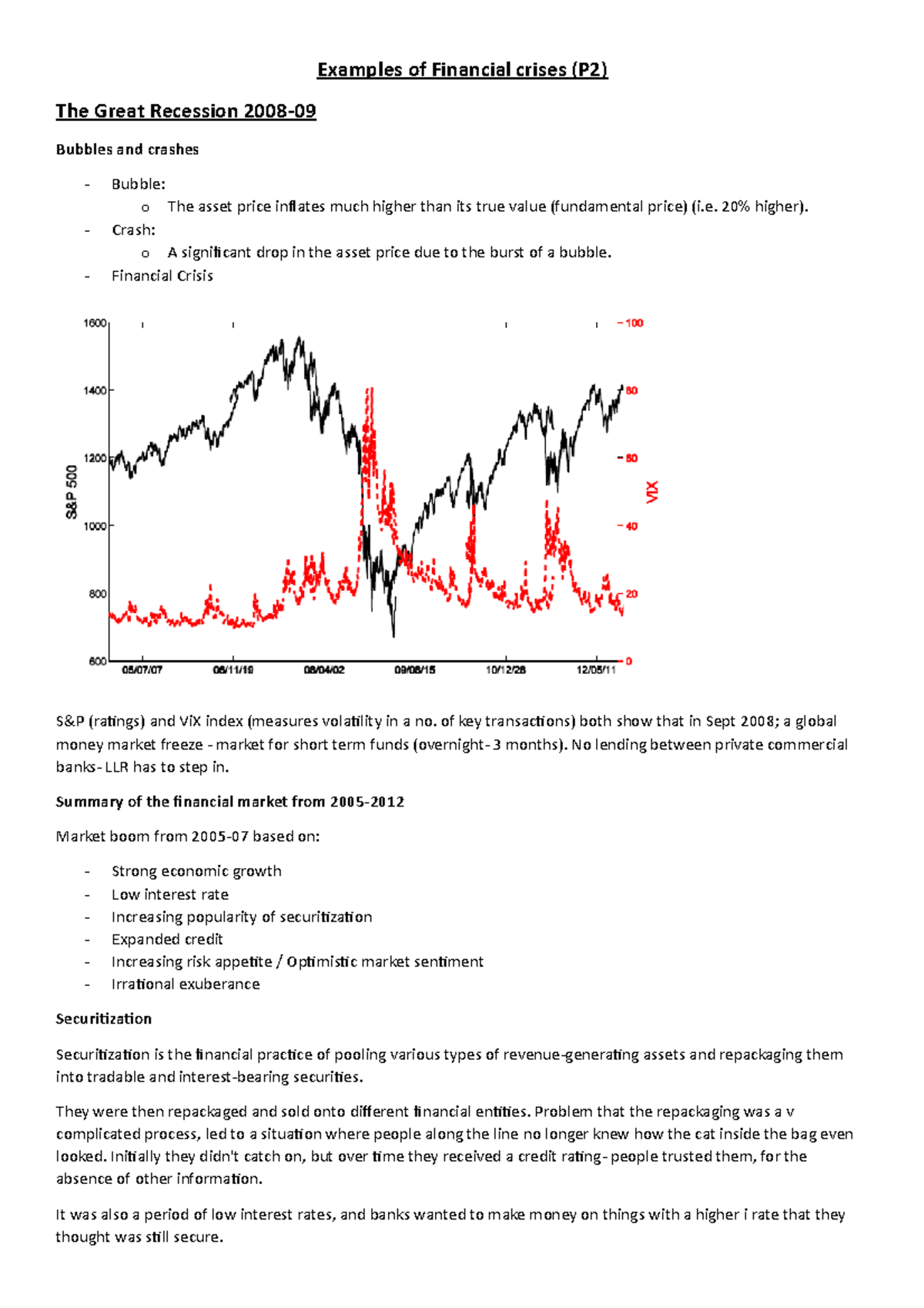 Examples of Financial crises (P2) - higher). Crash: o A significant ...