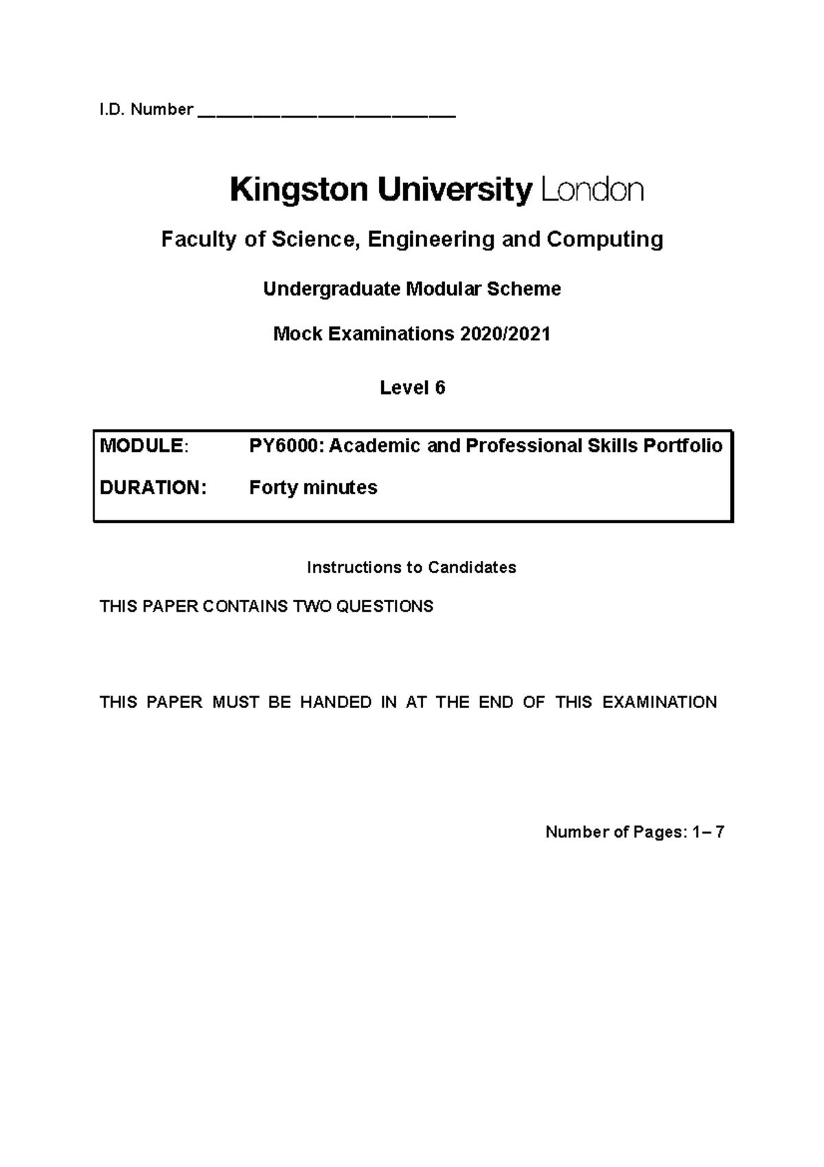 Mock student synoptic paper case studies 20-21 - Py6000 - KUL - Studocu
