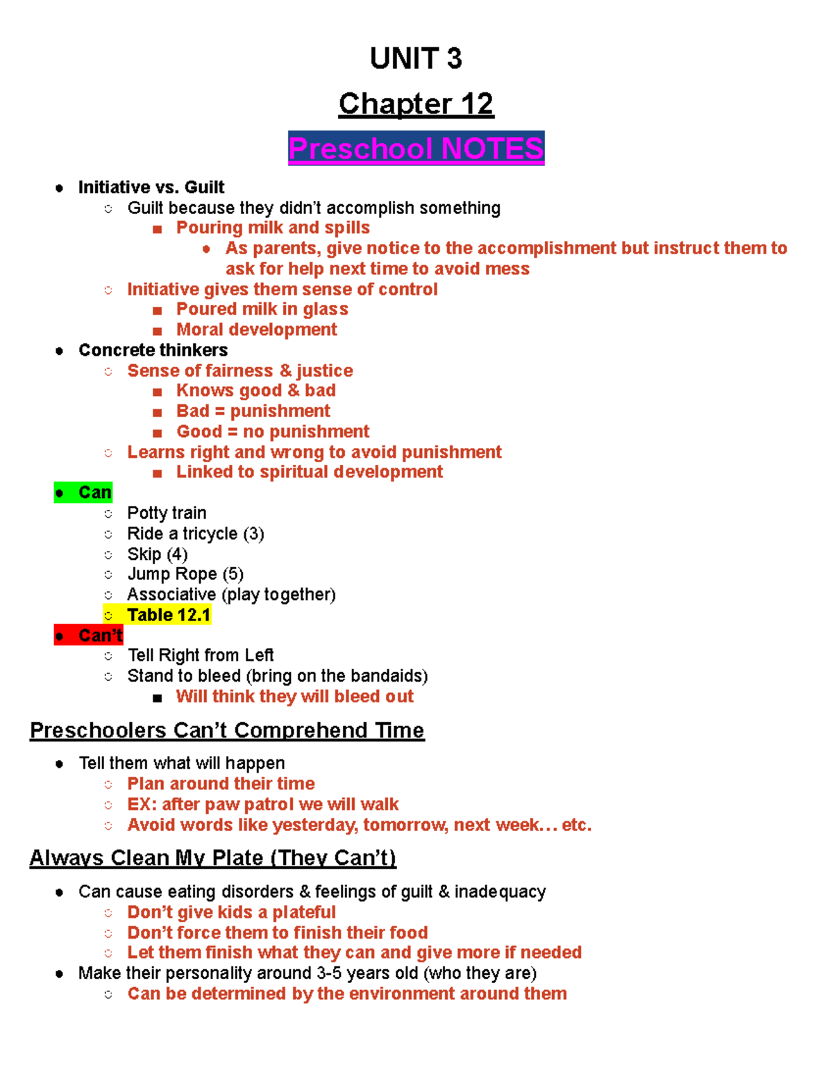 212 UNIT 3 - Google Docs - Assignments - UNIT 3 Chapter 12 Preschool ...