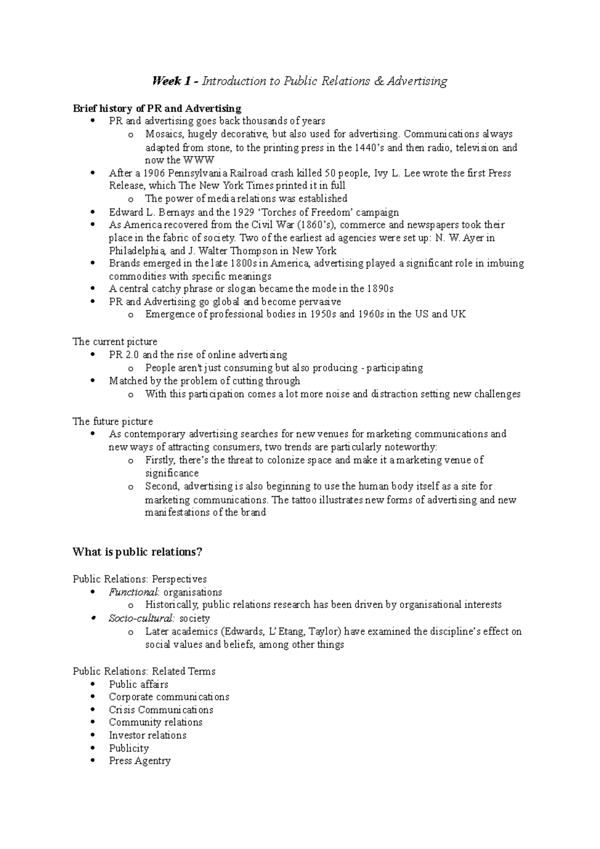 Mdia1003 week 1 lecture notes from slides - Week 1 - Introduction to ...