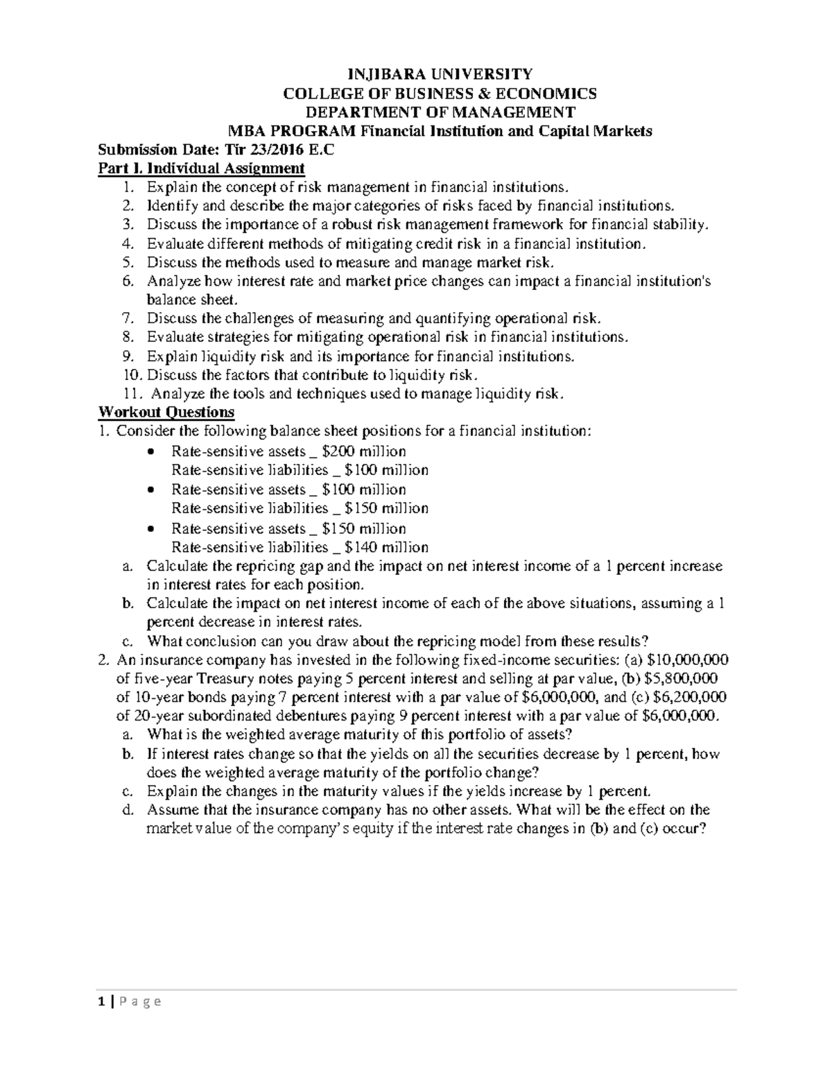 Assignment - detailed calculation and explanation of the given question ...