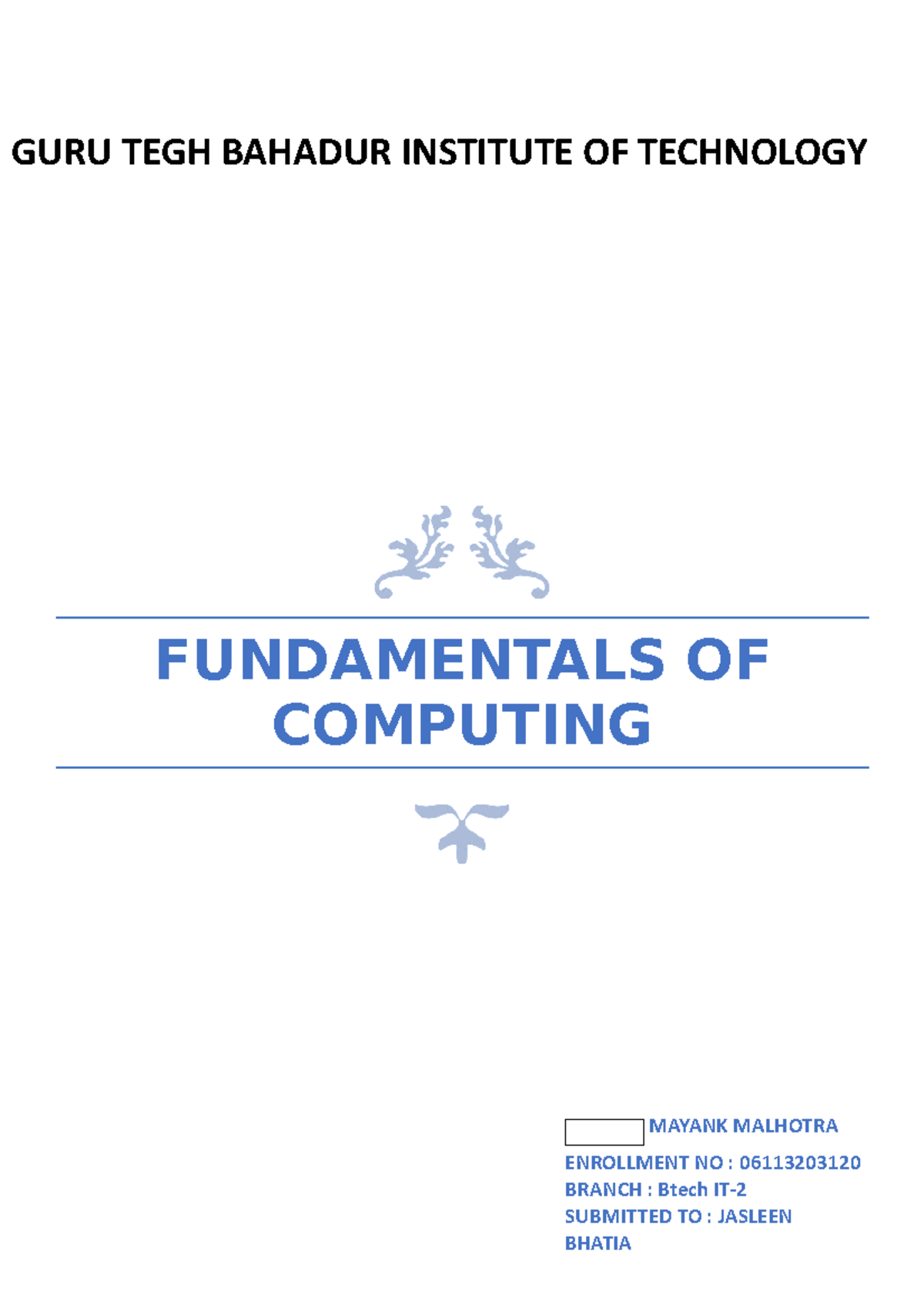 FOC PRACTICAL FILE ALL EXPERIMENT SEMESTER 1 - FUNDAMENTALS OF ...