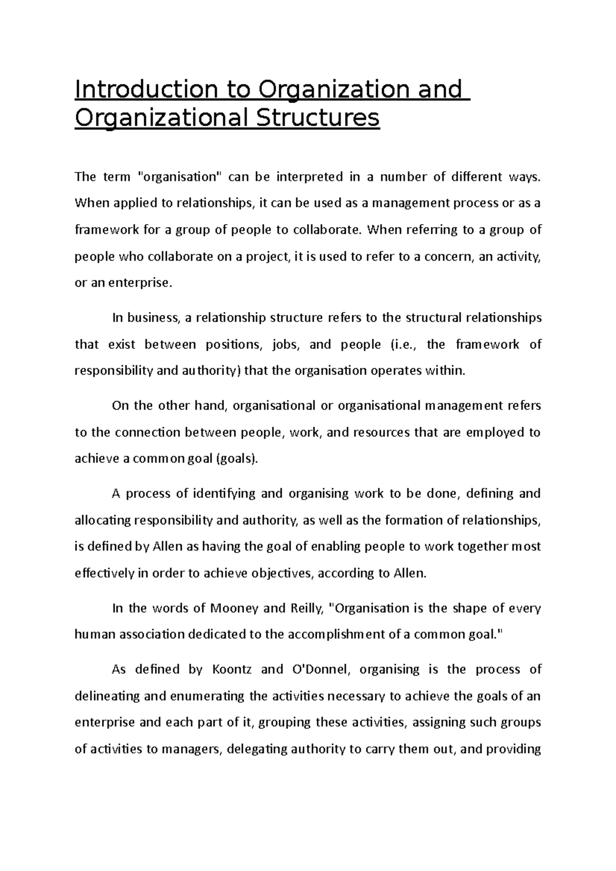 Introduction to Organization and Organizational Structures - When ...