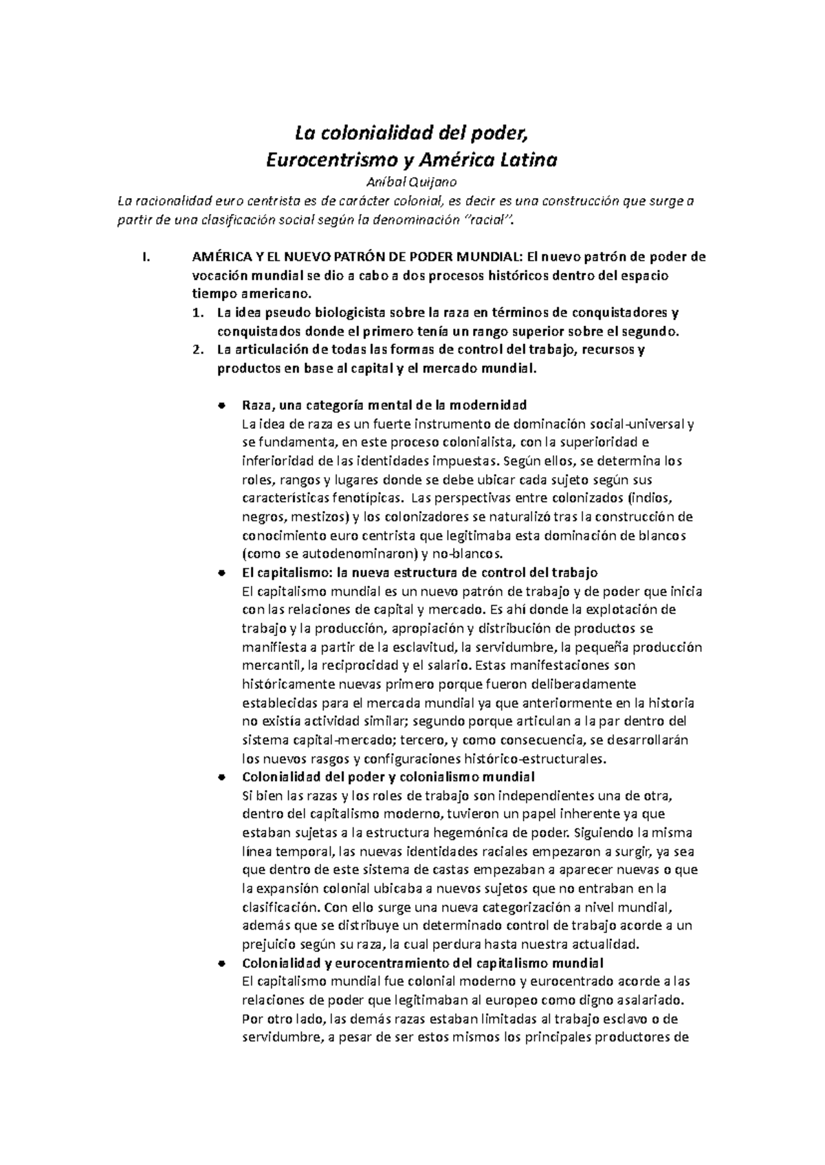 La colonialidad del poder - La colonialidad del poder, Eurocentrismo y ...