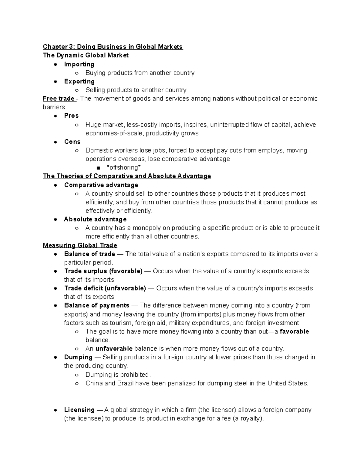 Chapter 3: Doing Business in Global Markets - Chapter 3: Doing Business ...