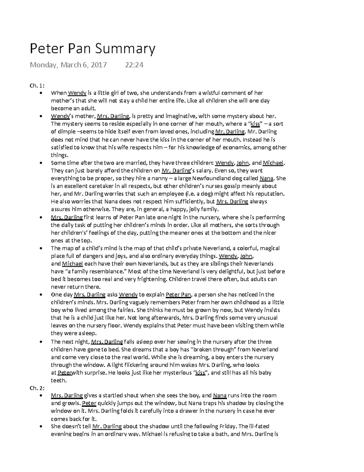 Peter Pan Summary - ENGL 2000: Texts and Contexts - The Obvious Child ...