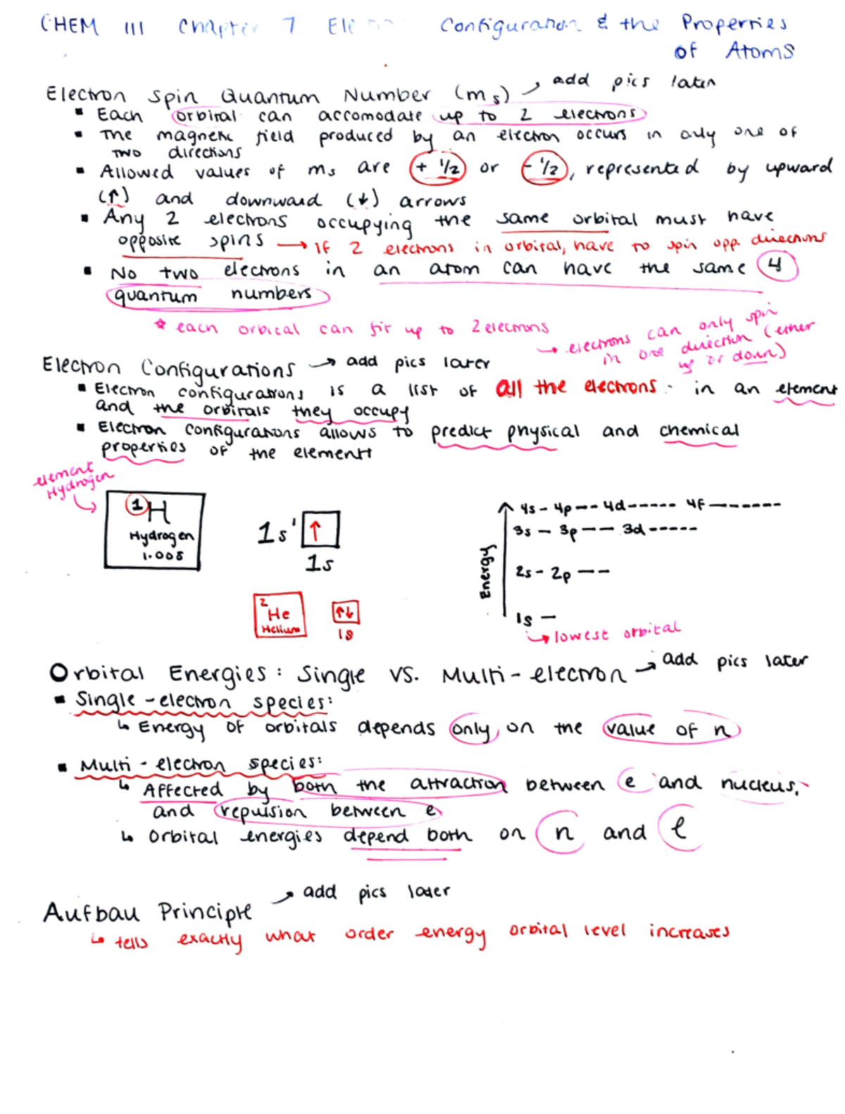 Chemistry 111 Chapter 7 Notes 2021 - CHEM chapter 7 Ele configuration ...