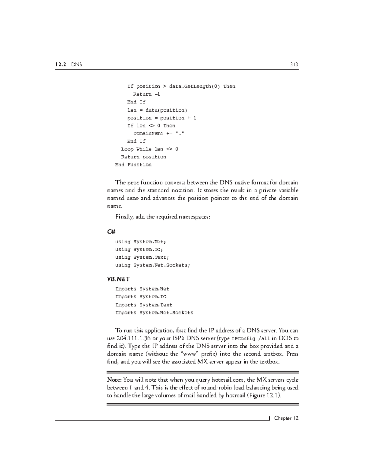 Network Programming in Dot NET With C Sharp(29) - 12 DNS 313 Chapter 12 If position > data(0 ...