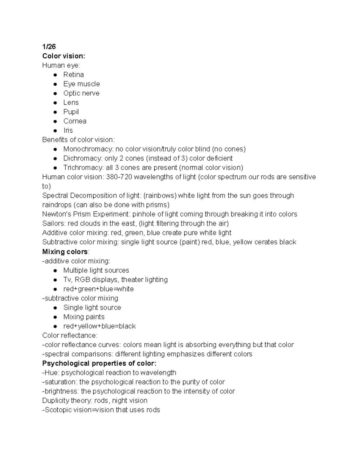 Psyche 2100 1:26 - Professor sanctioned notes, terms, definitions ...