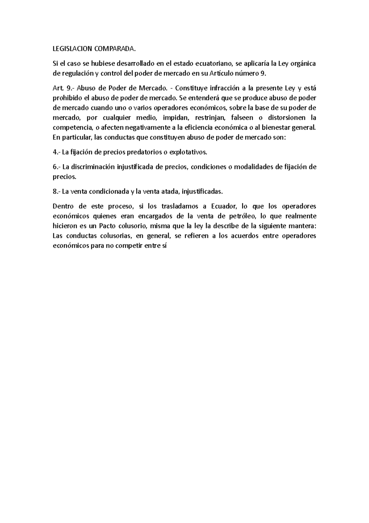 Legislacion Comparada - LEGISLACION COMPARADA. Si el caso se hubiese ...