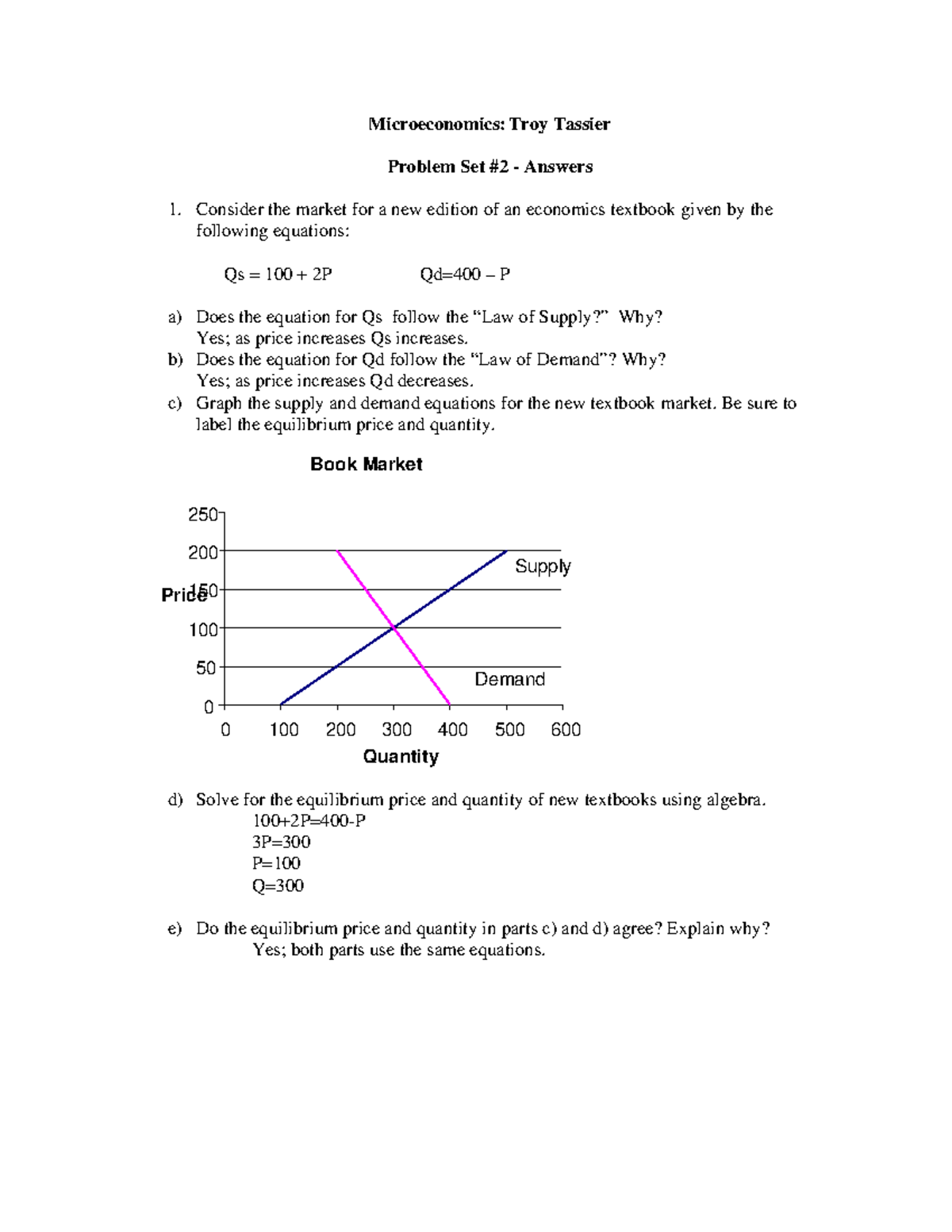PS2, q + a - Problem set 2 - Microeconomics: Troy Tassier Problem Set ...
