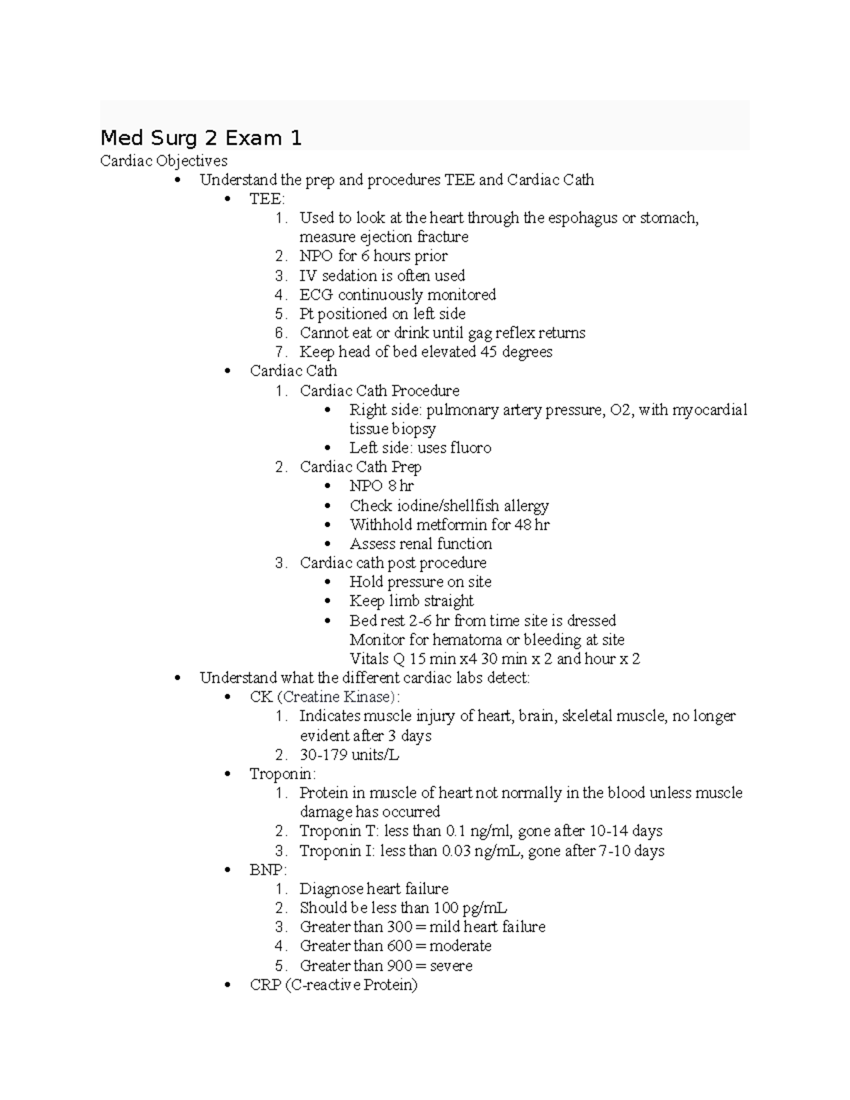 Med Surg 2 Exam 1 - Clinical reflection paper for a medical surgical ...