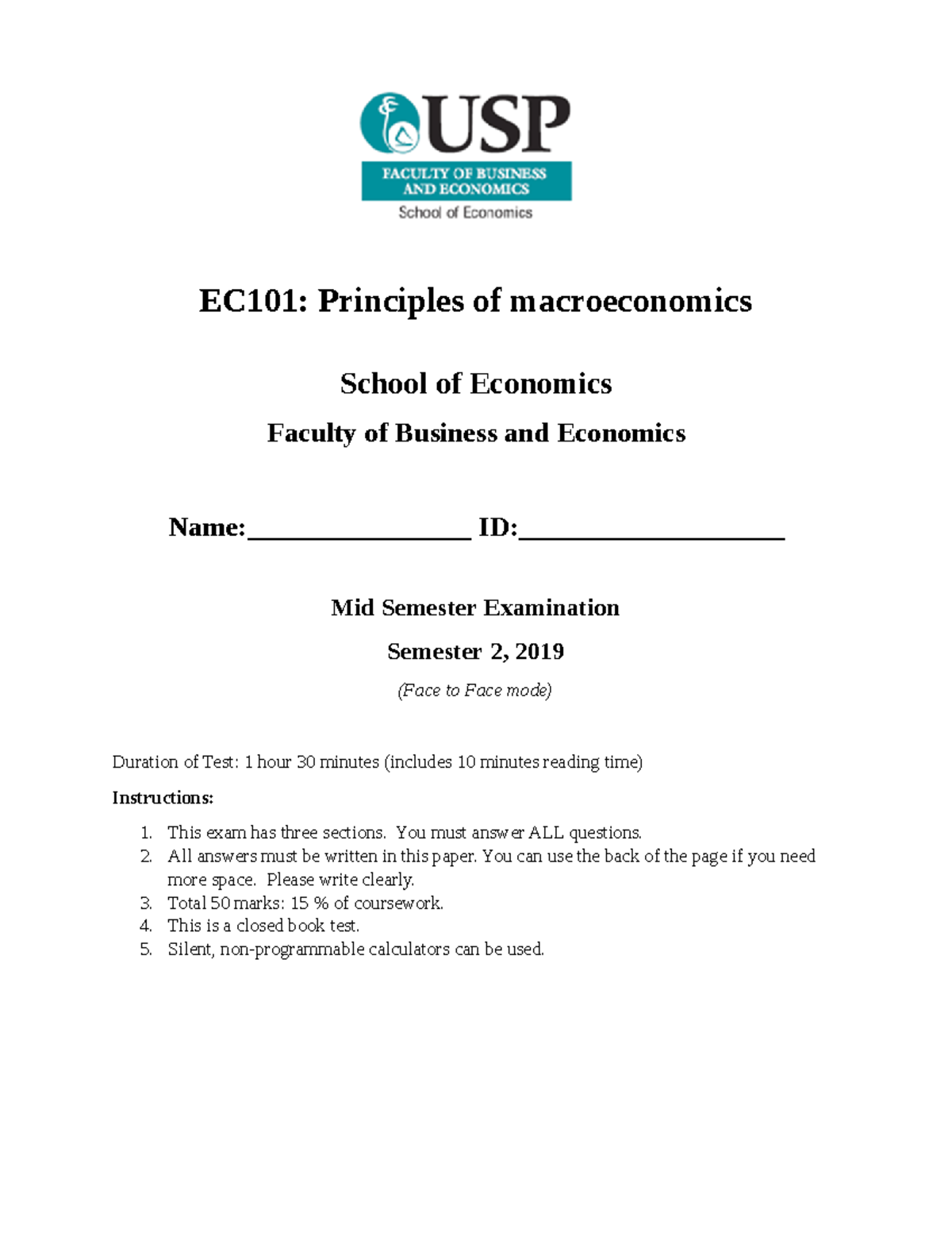 MST solution - tutorial - EC101: Principles of macroeconomics School of ...