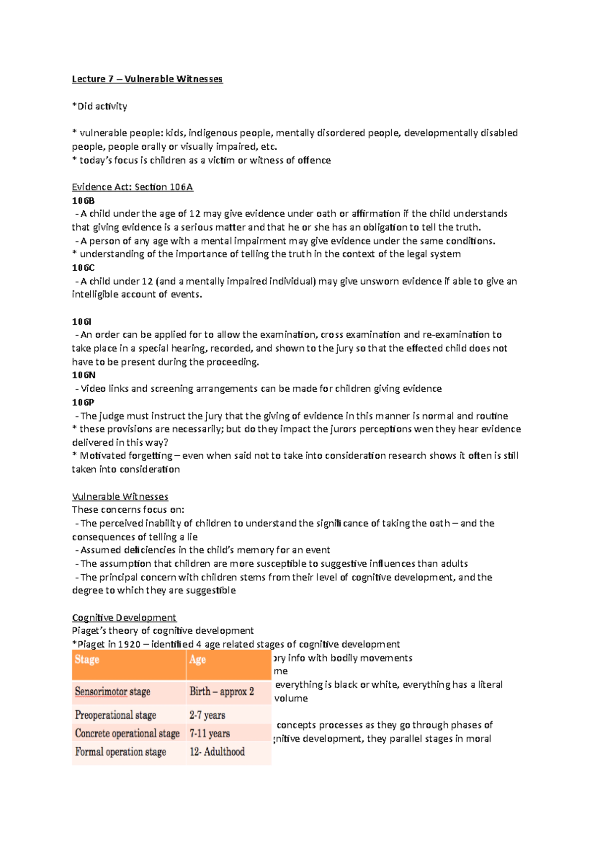 Week 7 - vulnerable witnesses - Lecture 7 – Vulnerable Witnesses *Did ...
